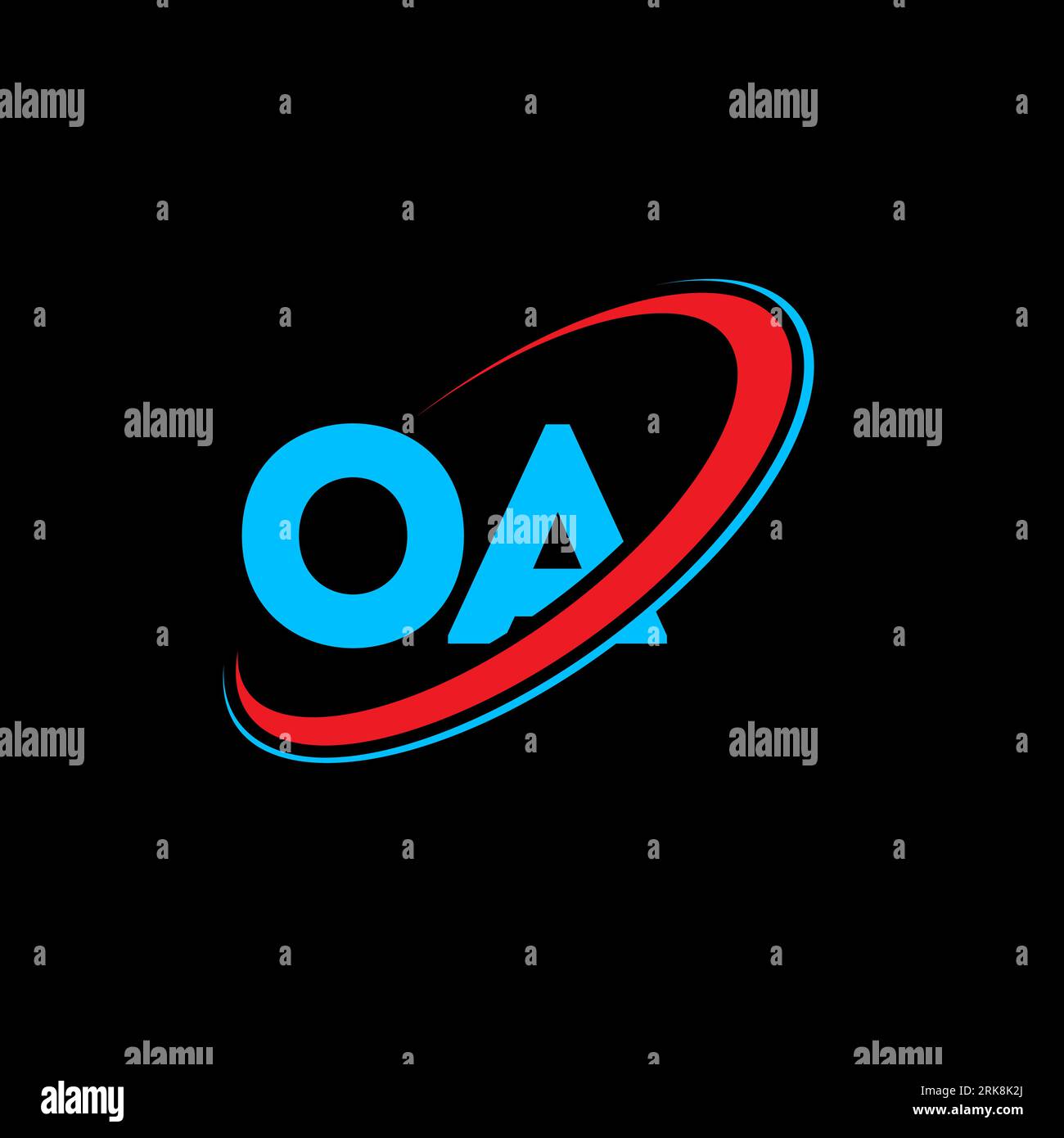 OA O A letter logo design. Initial letter OA linked circle uppercase ...