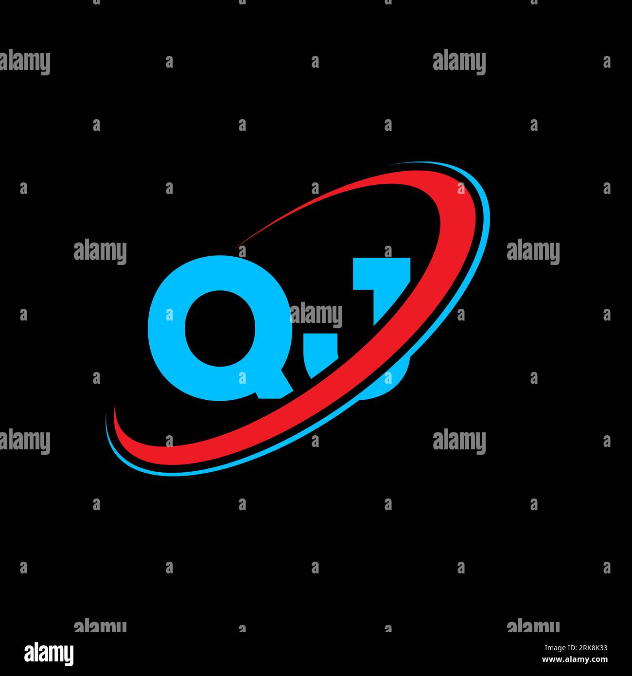 QJ Q J letter logo design. Initial letter QJ linked circle uppercase monogram logo red and blue ...