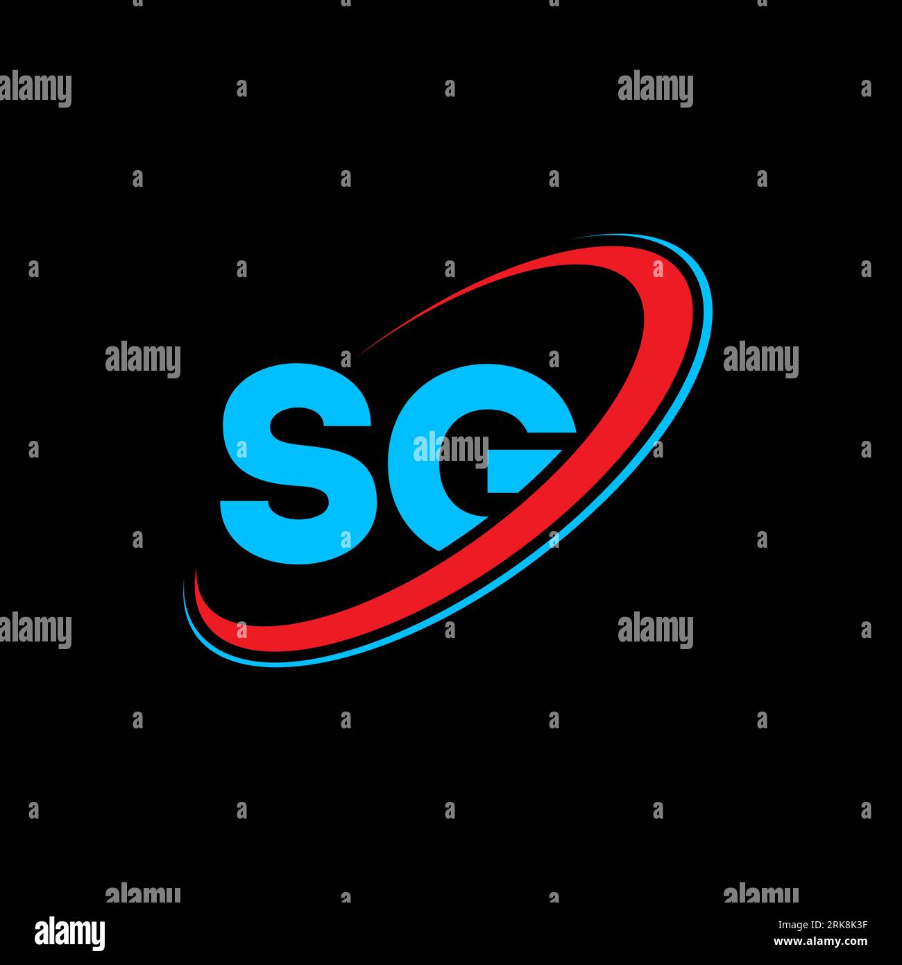 SG S G letter logo design. Initial letter SG linked circle uppercase ...
