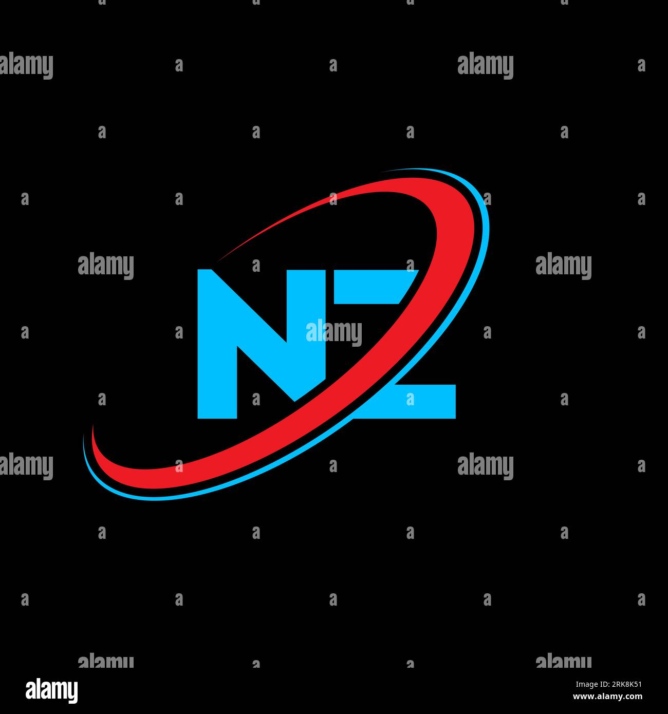 NZ N Z letter logo design. Initial letter NZ linked circle uppercase ...