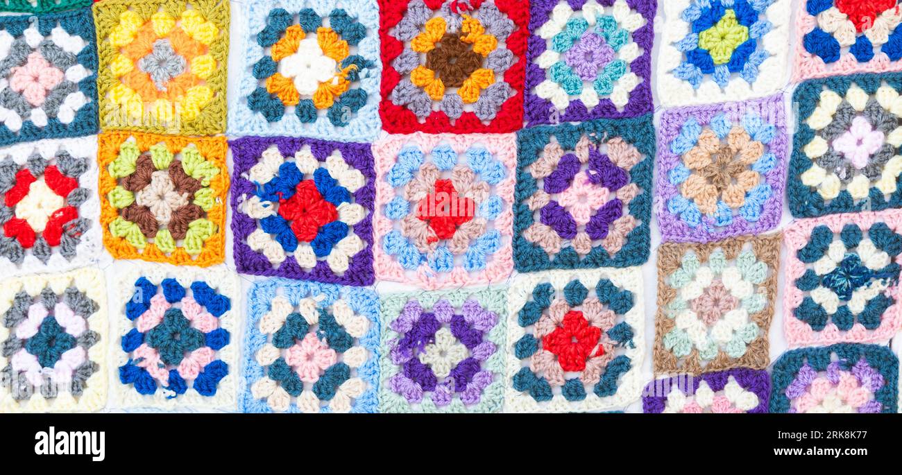 Multi colored blanket in wool, geometric background, retro decorative ...