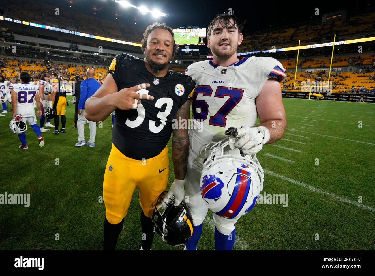 Pittsburgh Steelers center Kendrick Green (53) and Buffalo Bills guard ...