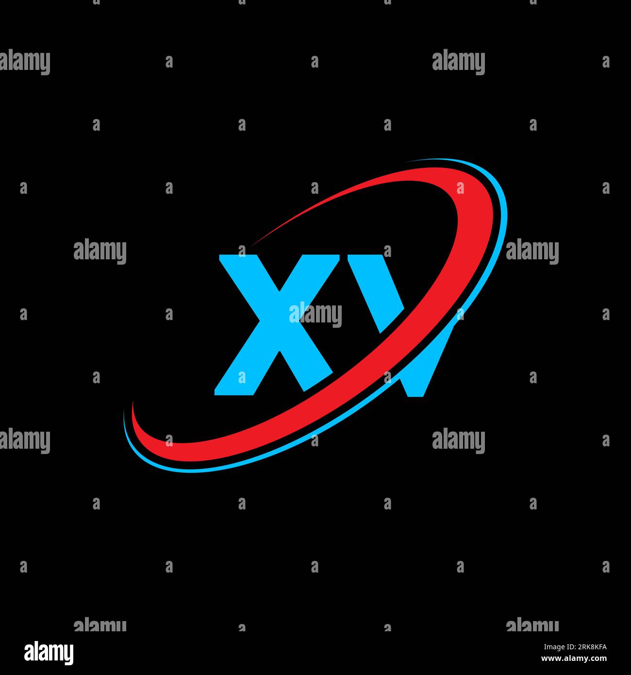 XV X V letter logo design. Initial letter XV linked circle uppercase ...