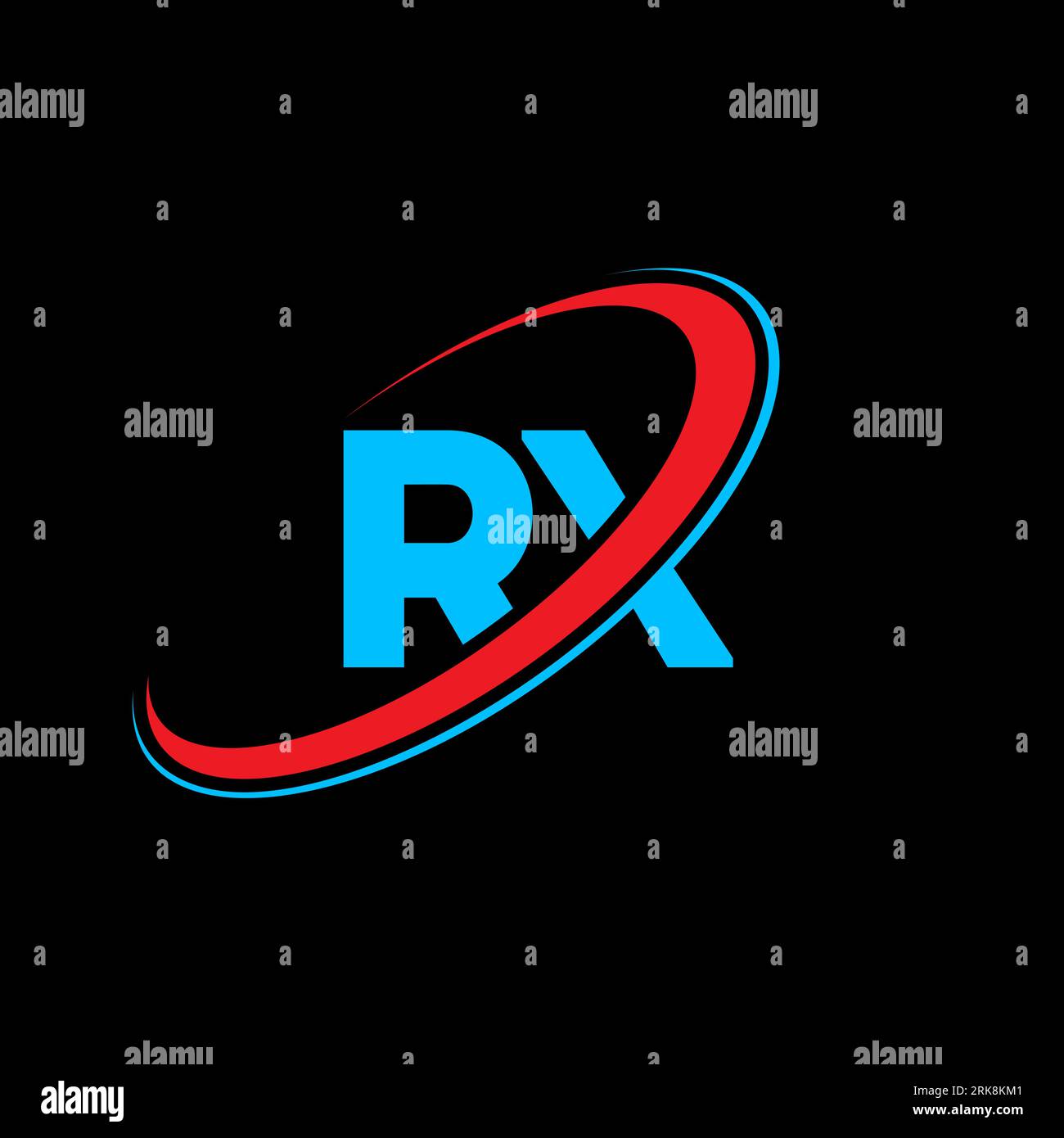 RX R X letter logo design. Initial letter RX linked circle uppercase ...