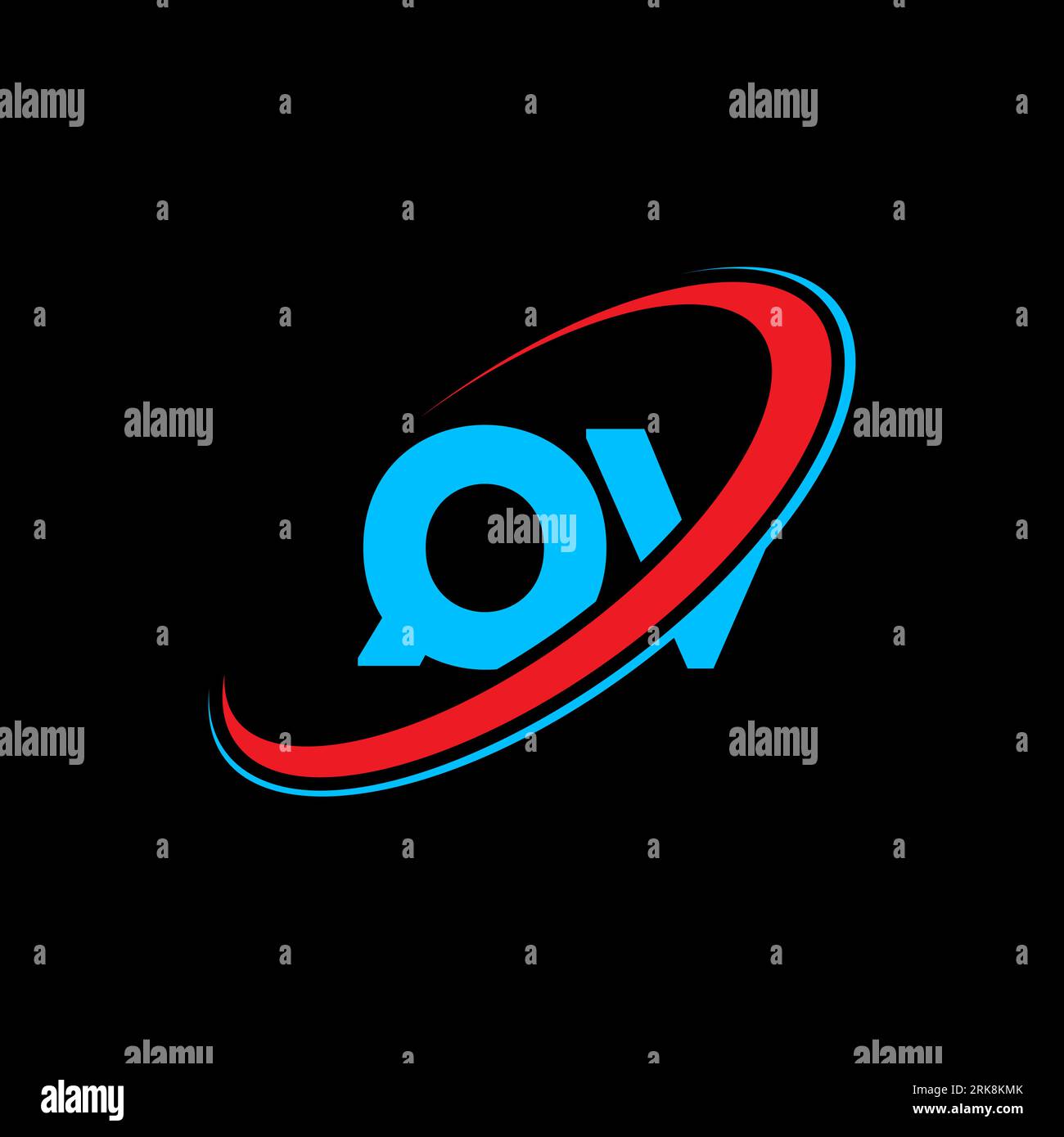 QV Q V letter logo design. Initial letter QV linked circle uppercase ...