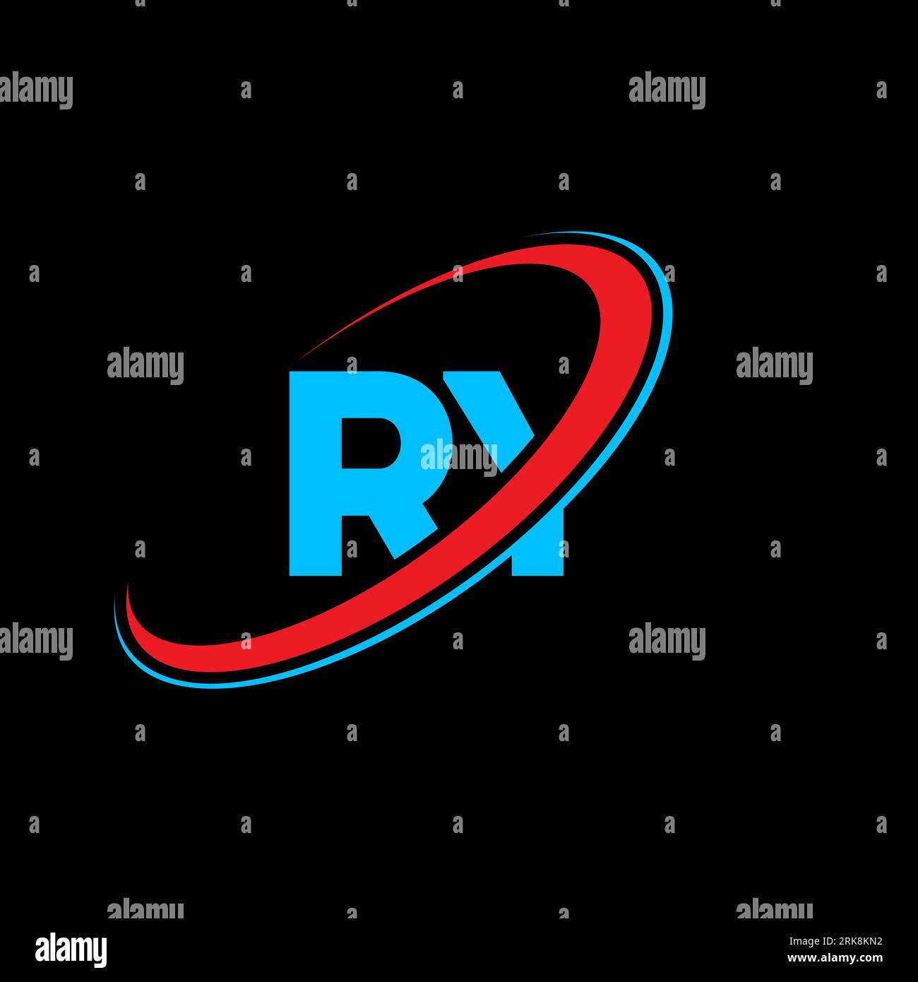 RY R Y letter logo design. Initial letter RY linked circle uppercase ...