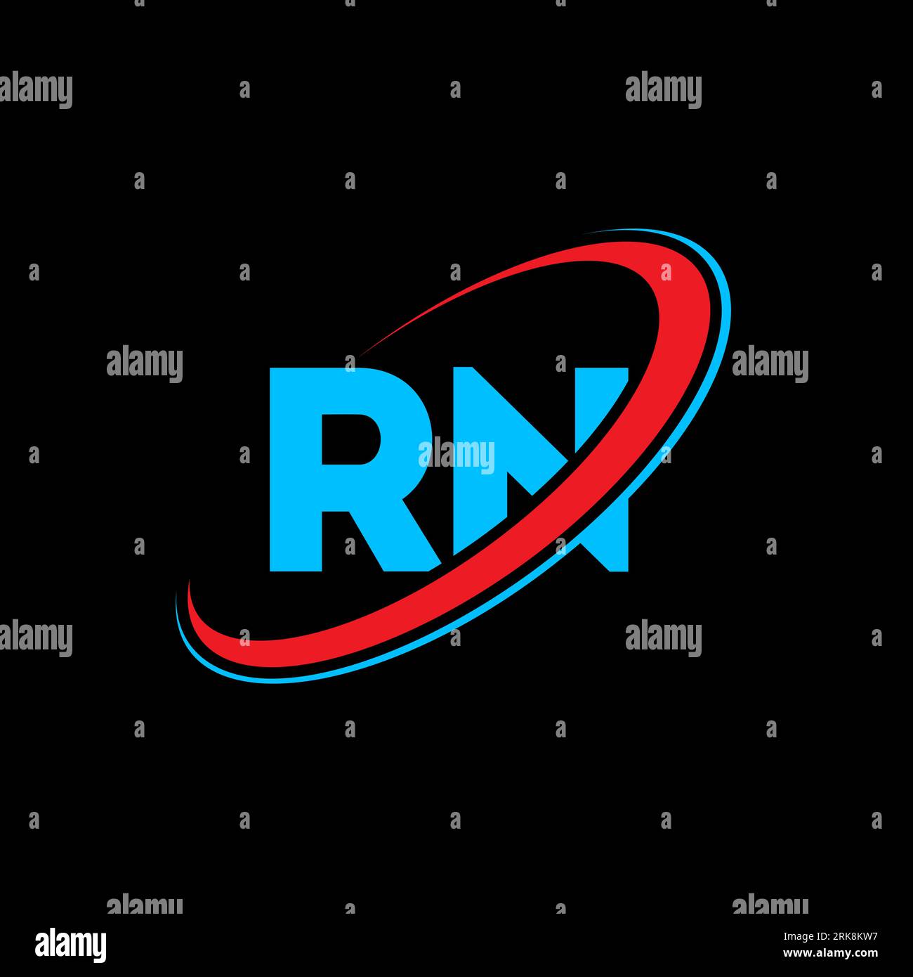 RN R N letter logo design. Initial letter RN linked circle uppercase ...