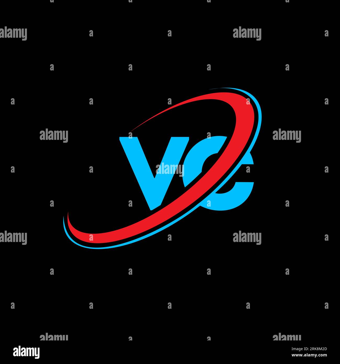 VC V C letter logo design. Initial letter VC linked circle uppercase ...