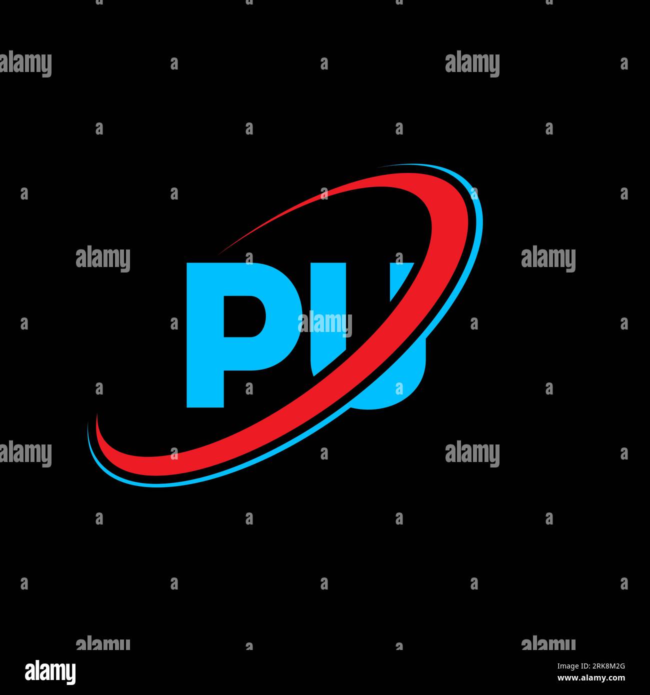 PU P U letter logo design. Initial letter PU linked circle uppercase ...