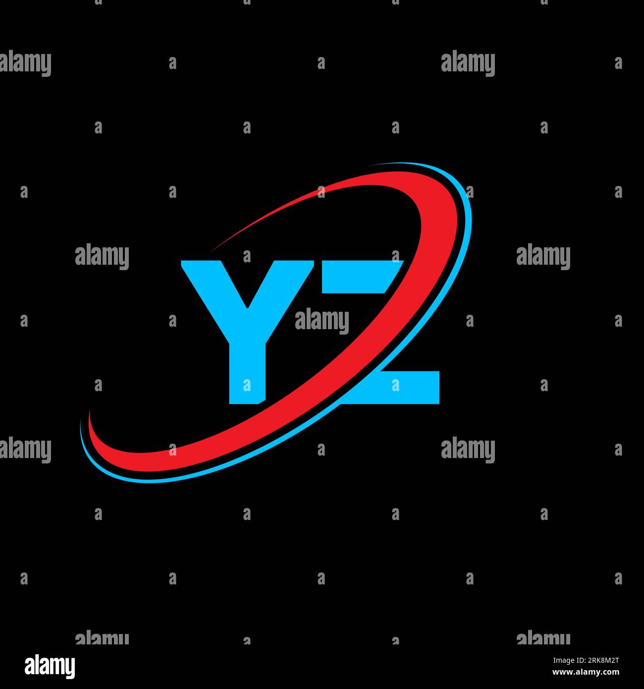 YZ Y Z letter logo design. Initial letter YZ linked circle uppercase ...