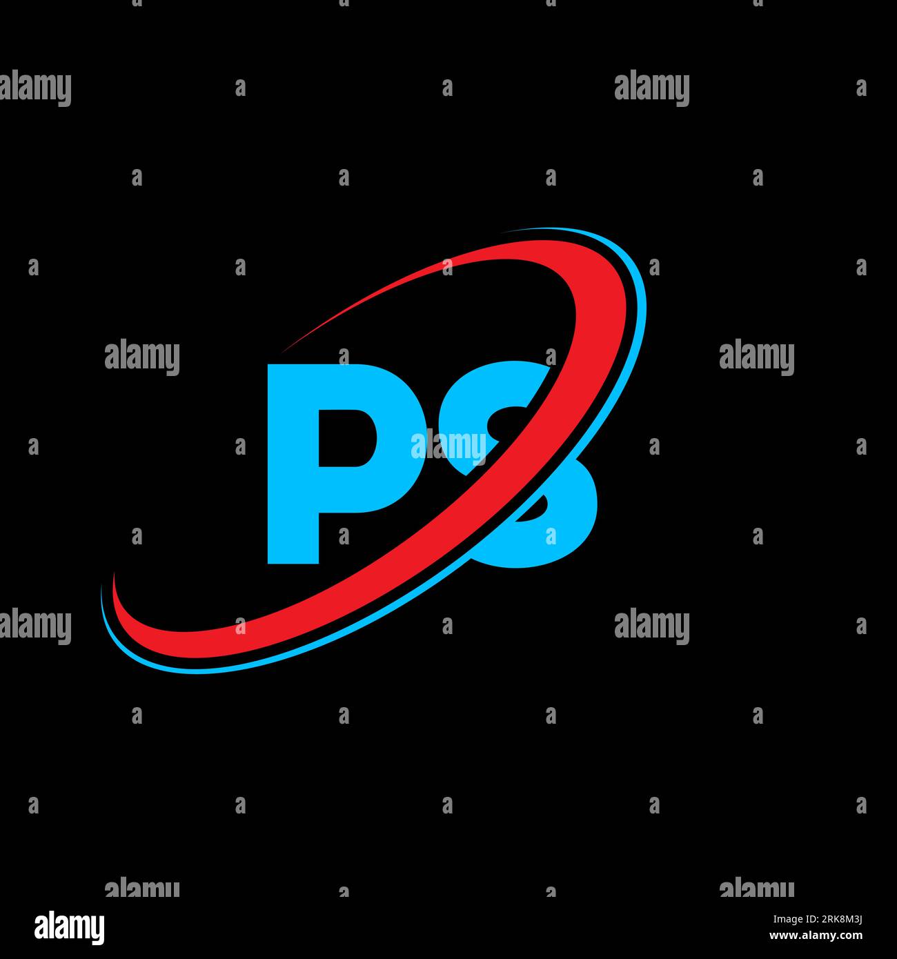PS P S letter logo design. Initial letter PS linked circle uppercase ...
