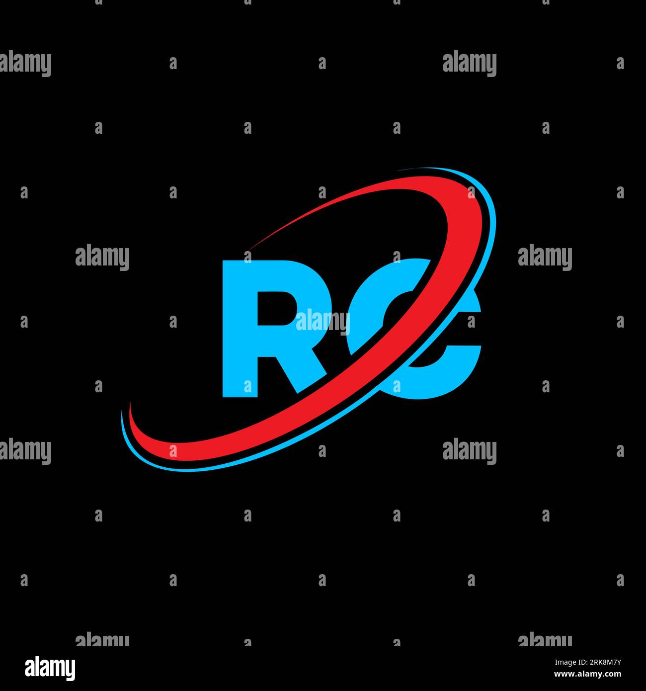 RC R C letter logo design. Initial letter RC linked circle uppercase ...