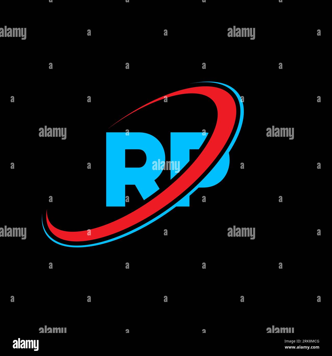 RP R P letter logo design. Initial letter RP linked circle uppercase ...
