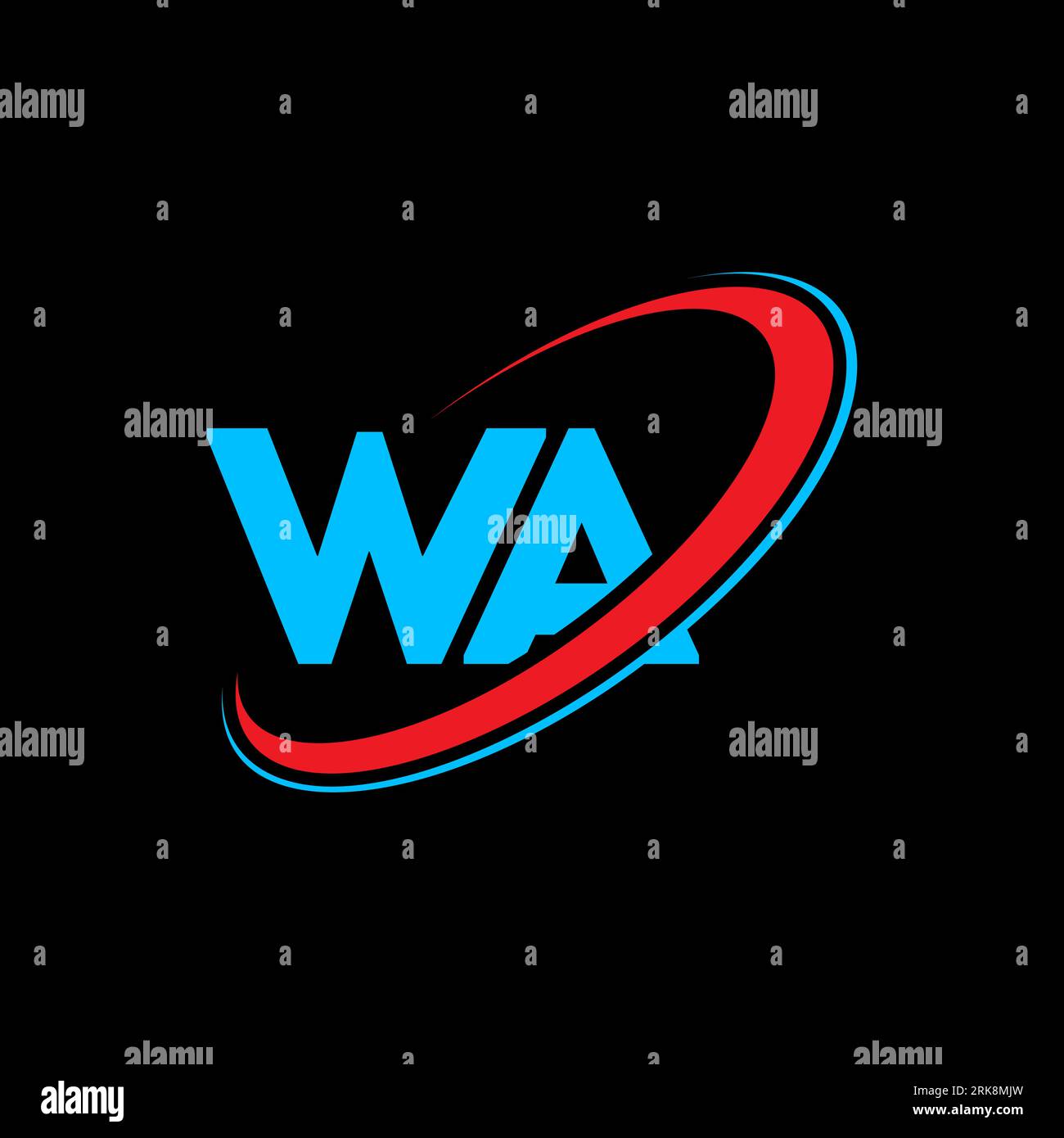 WA W A letter logo design. Initial letter W A linked circle uppercase ...
