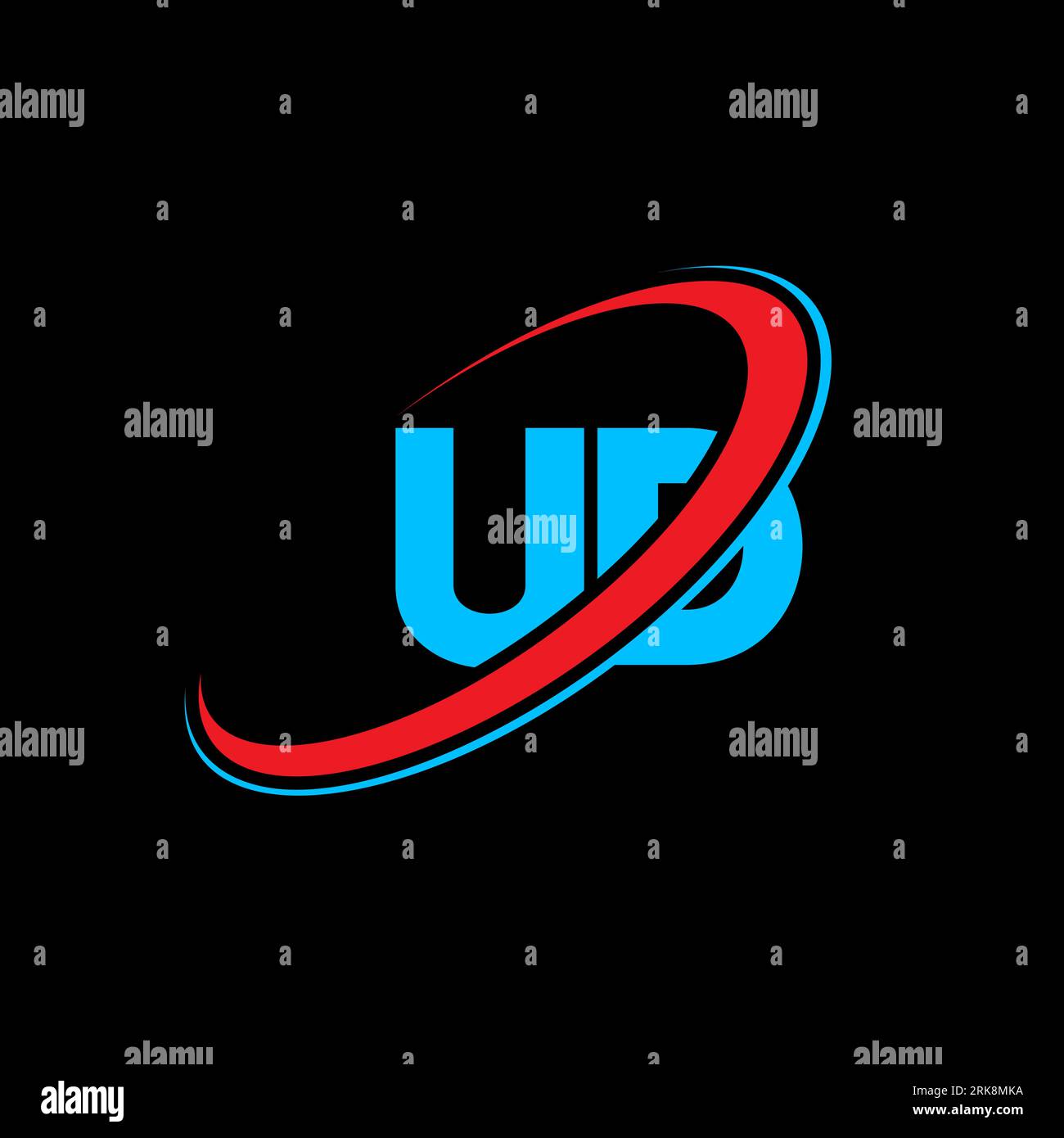 UD U D letter logo design. Initial letter UD linked circle uppercase ...