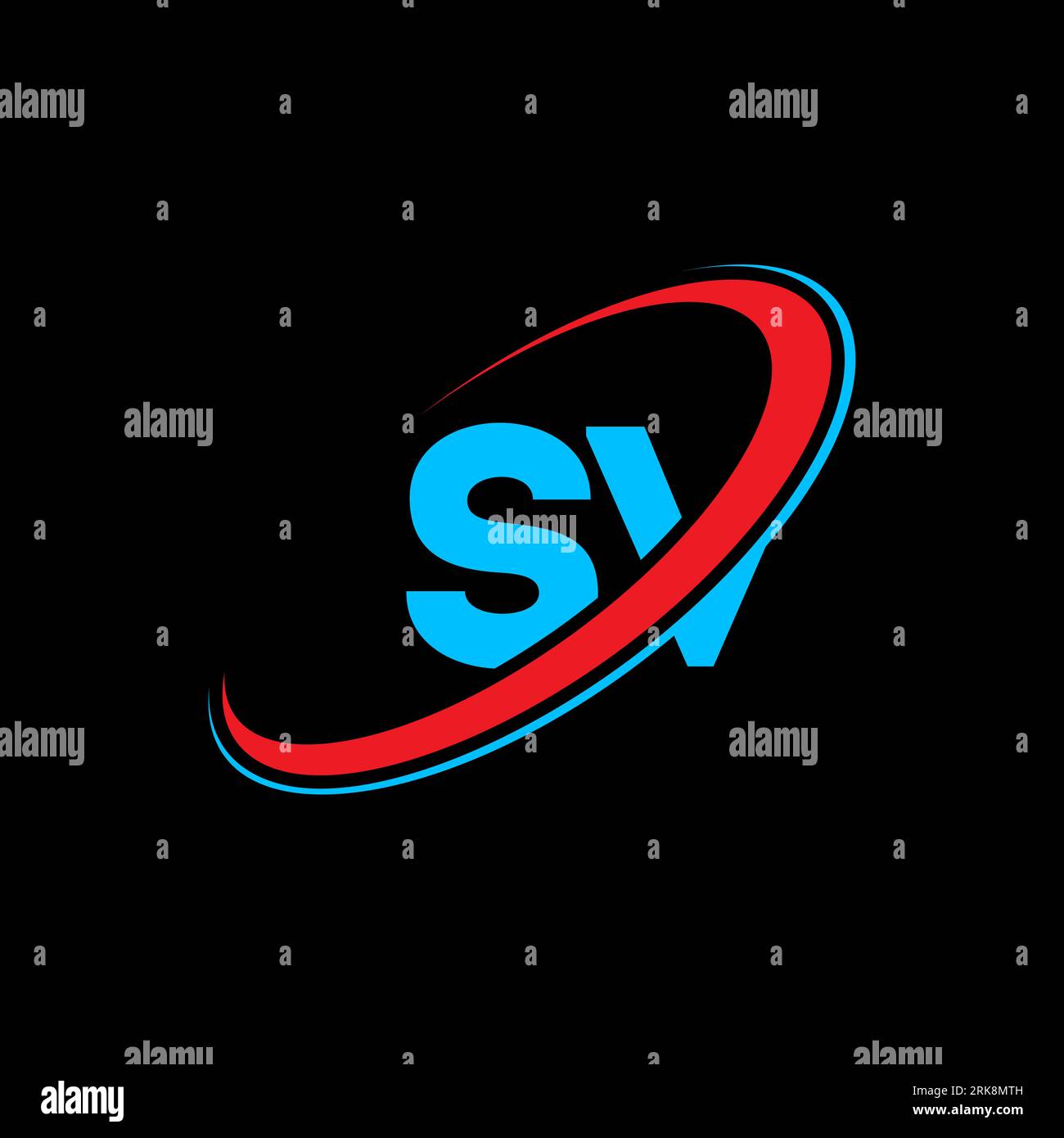 SV S V letter logo design. Initial letter SV linked circle uppercase ...
