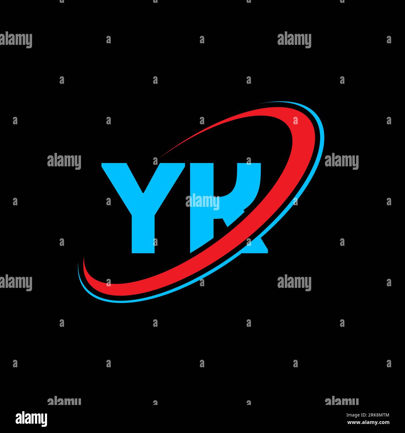 YK Y K letter logo design. Initial letter YK linked circle uppercase ...