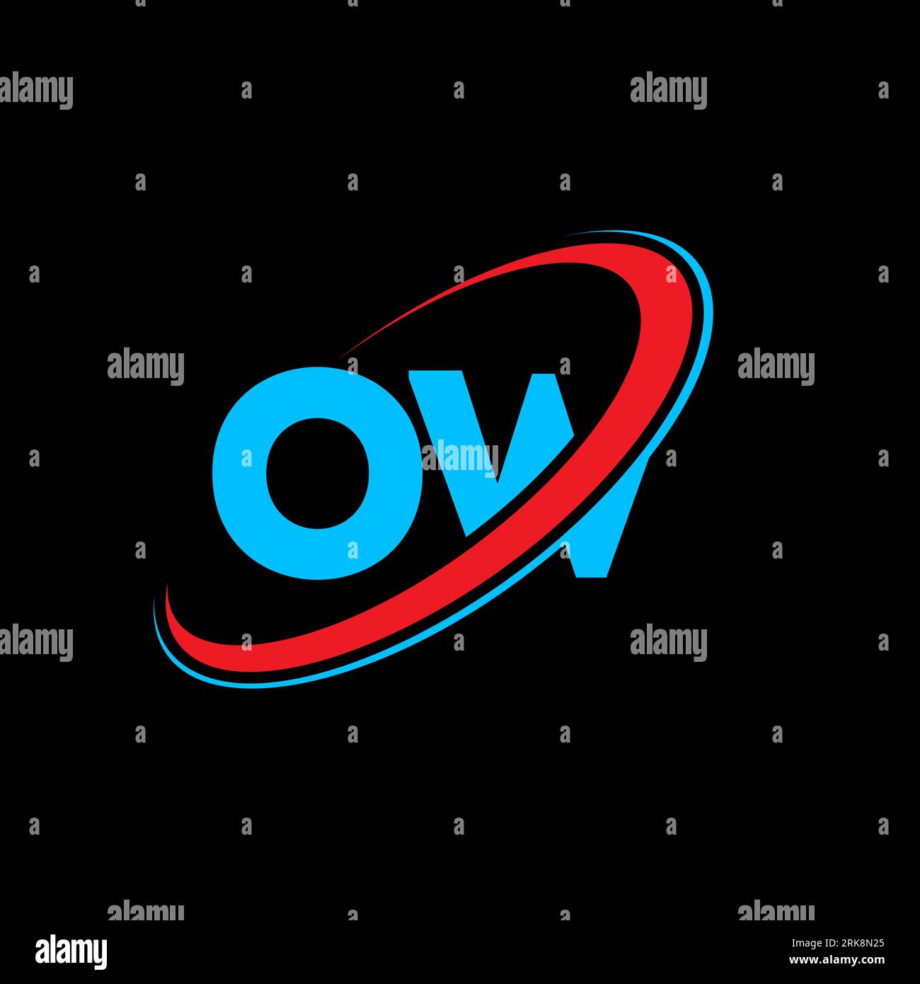 OW O W letter logo design. Initial letter OW linked circle uppercase ...
