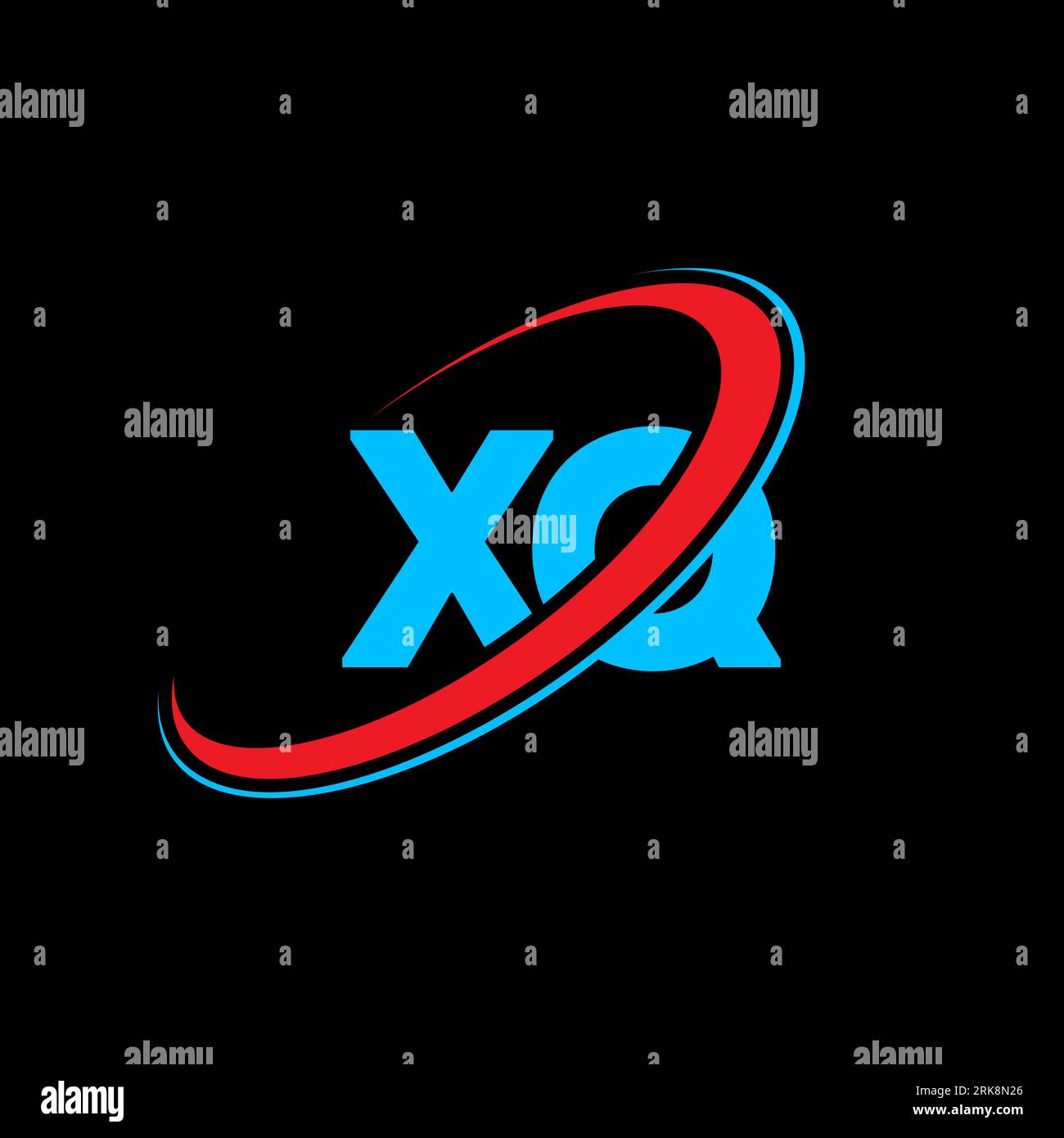 XQ X Q letter logo design. Initial letter XQ linked circle uppercase ...