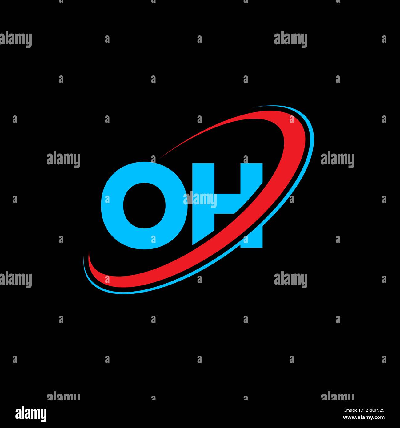 OH O H letter logo design. Initial letter OH linked circle uppercase ...