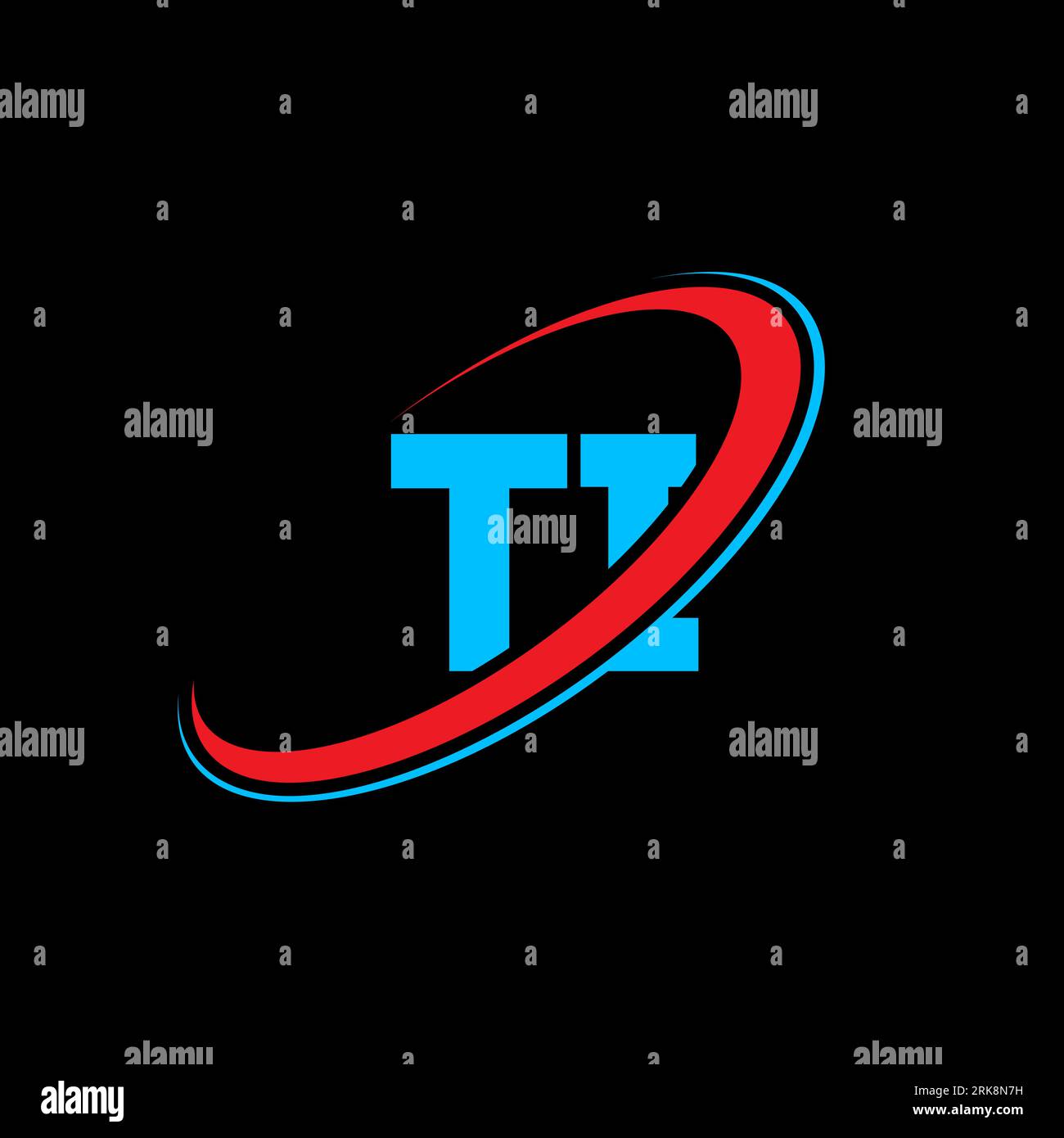 TI T I letter logo design. Initial letter TI linked circle uppercase monogram logo red and blue ...