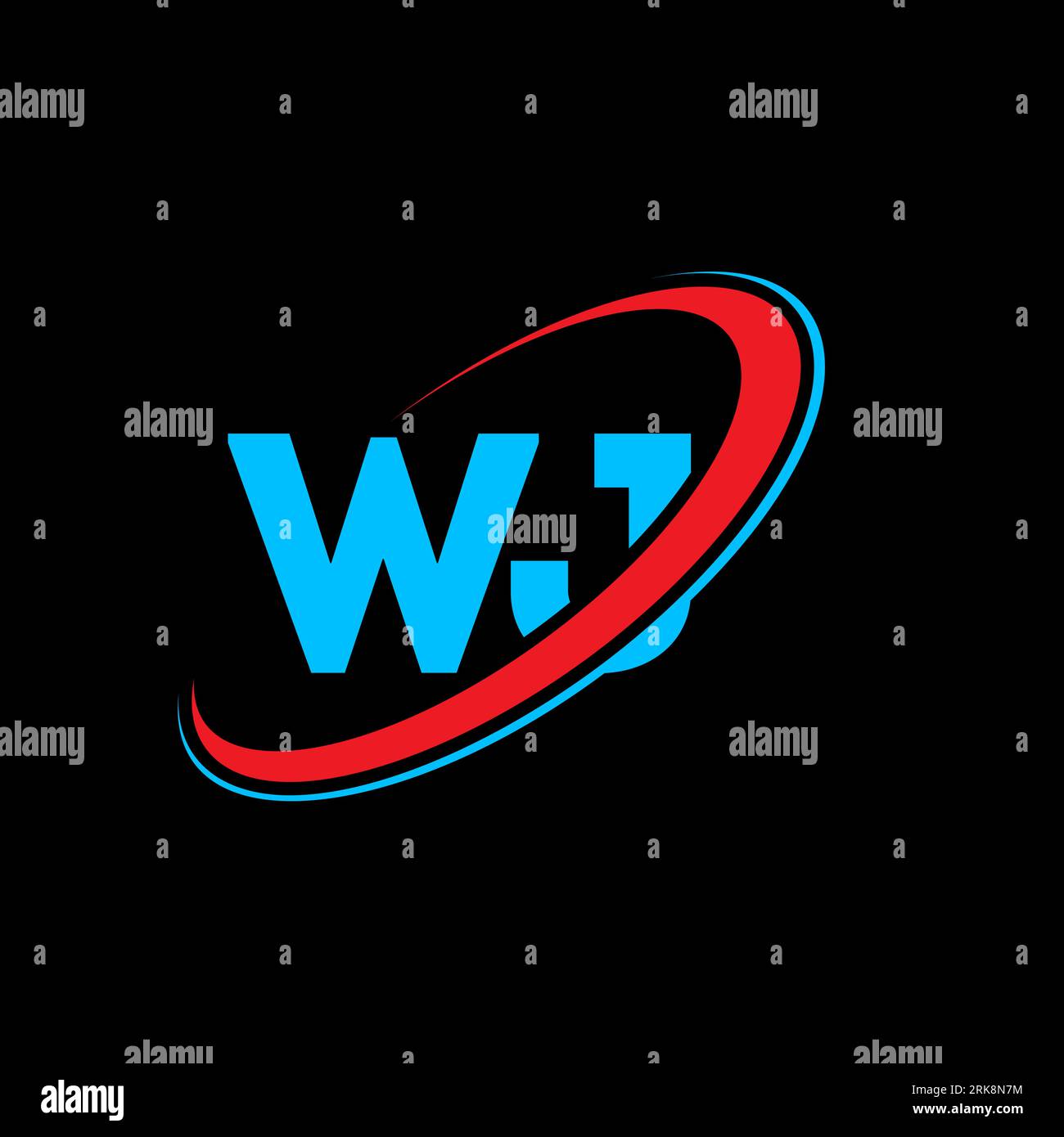 WJ W J letter logo design. Initial letter WJ linked circle uppercase ...