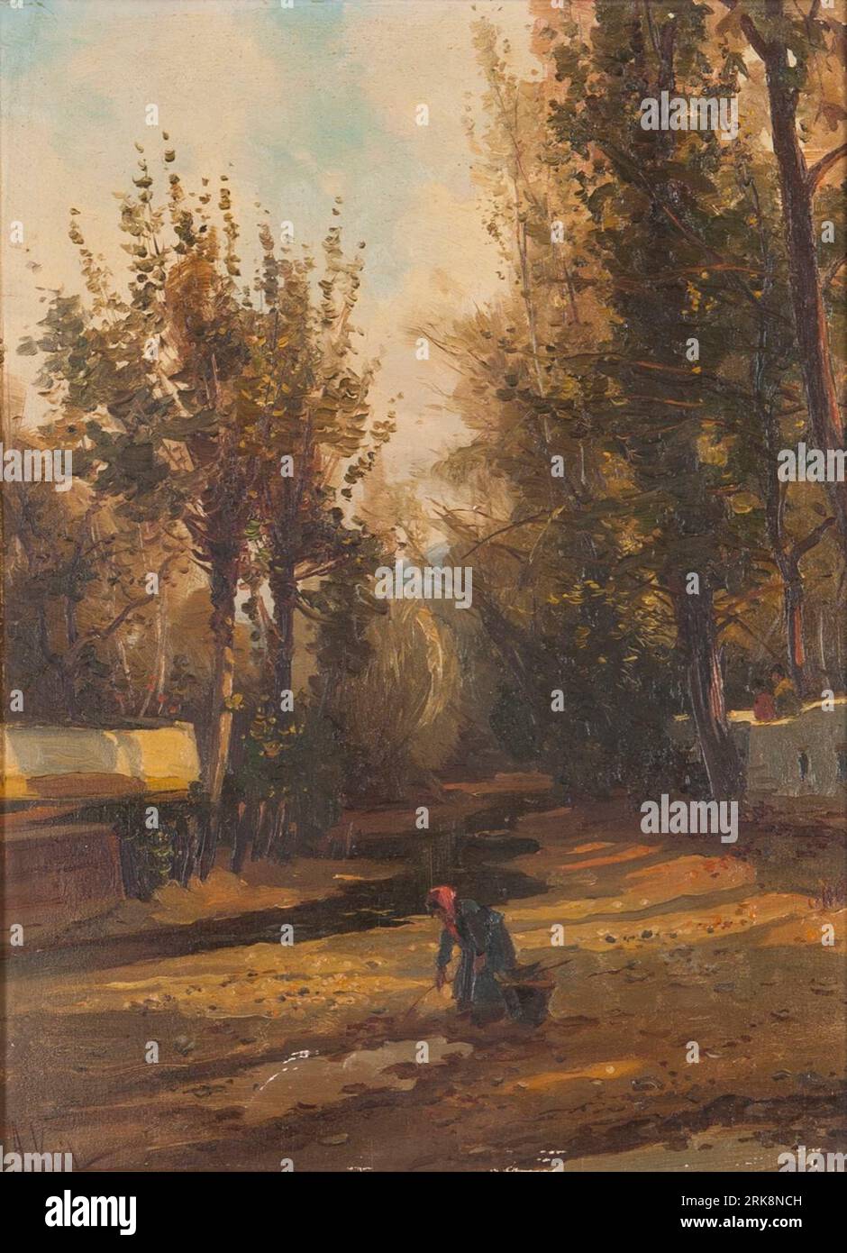 Landscape with trees and figure before 1907 by Alfredo Keil Stock Photo ...