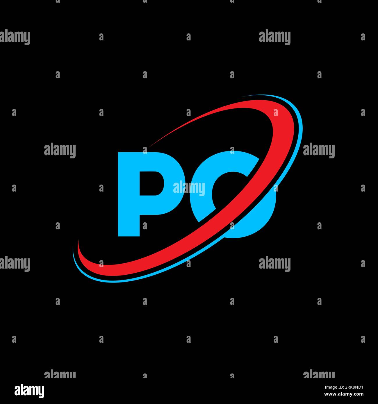 PO P O letter logo design. Initial letter PO linked circle uppercase ...