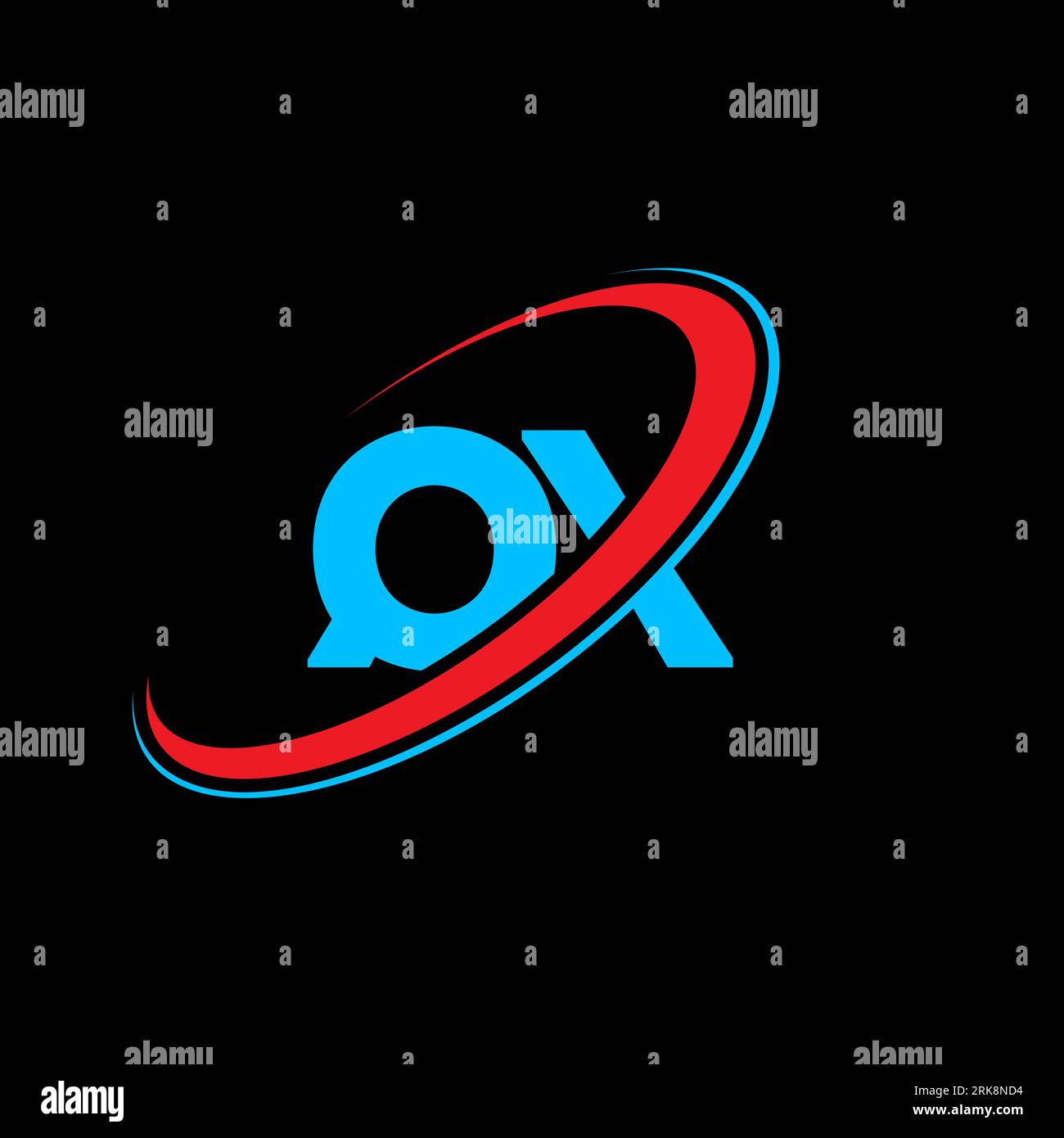 QX Q X letter logo design. Initial letter QX linked circle uppercase ...