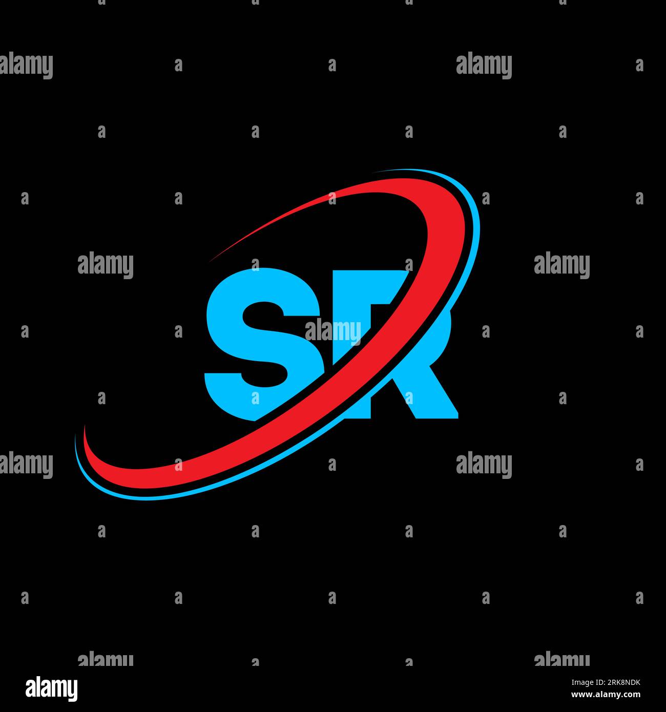 SR S R letter logo design. Initial letter SR linked circle uppercase ...