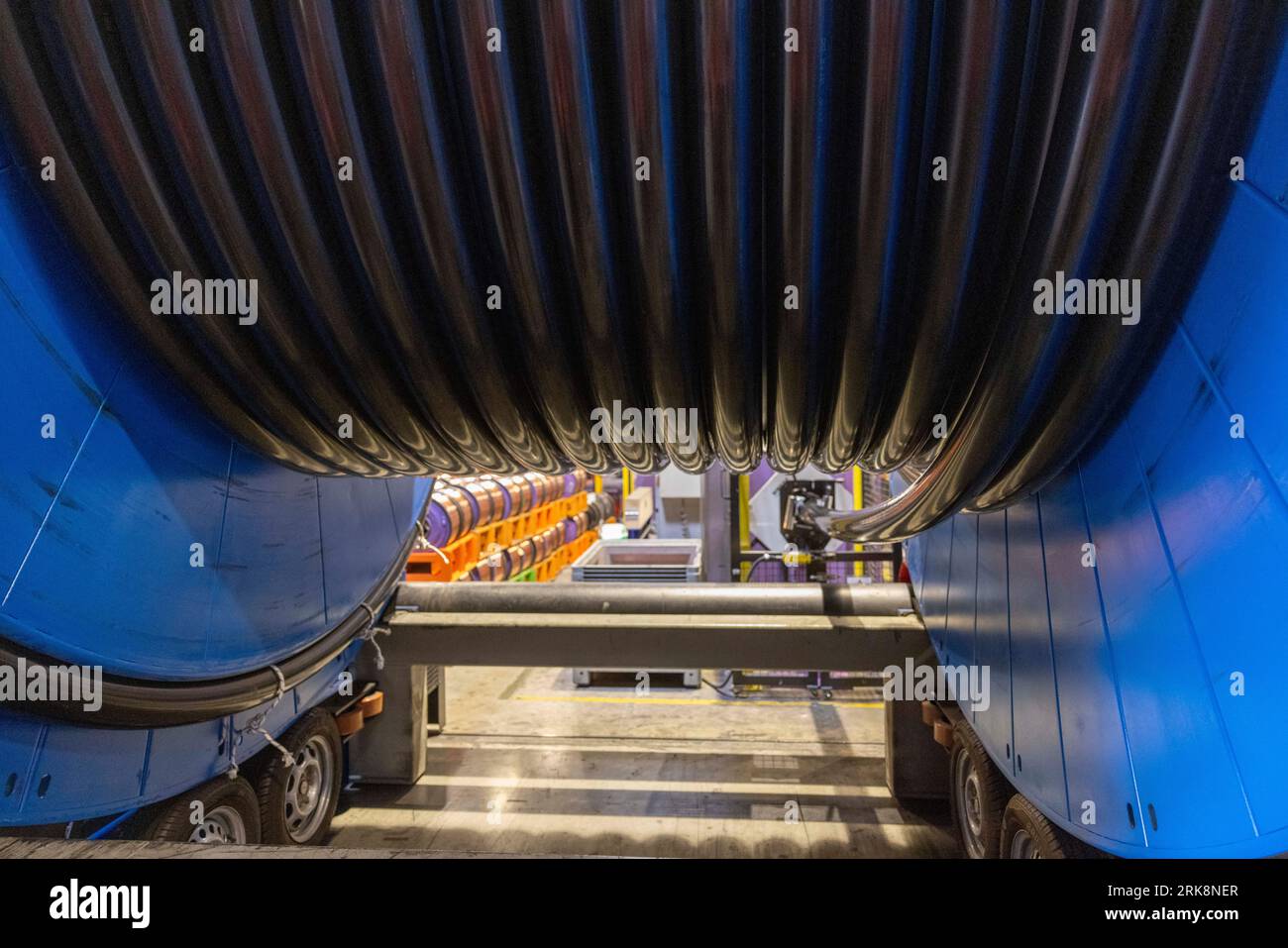 Cologne, Germany. 24th Aug, 2023. Cable drums with coiled sheathed ...