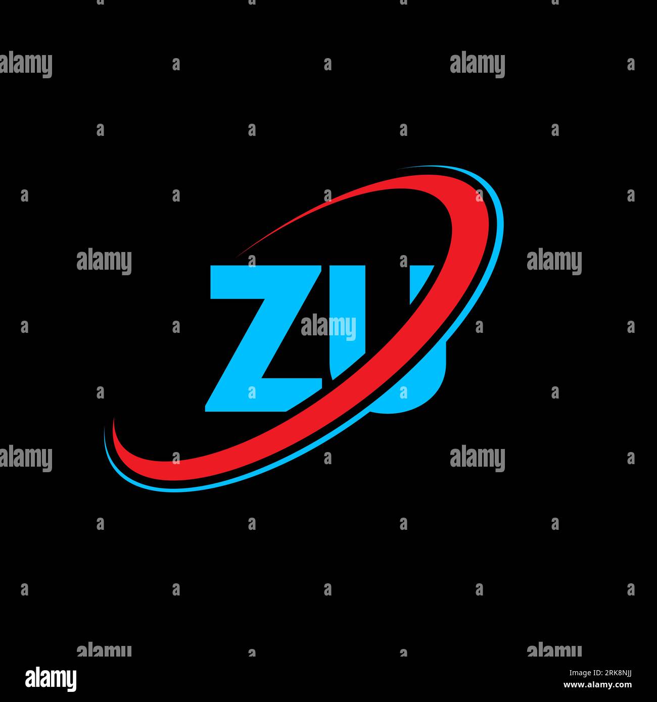 ZU Z U letter logo design. Initial letter ZU linked circle uppercase ...