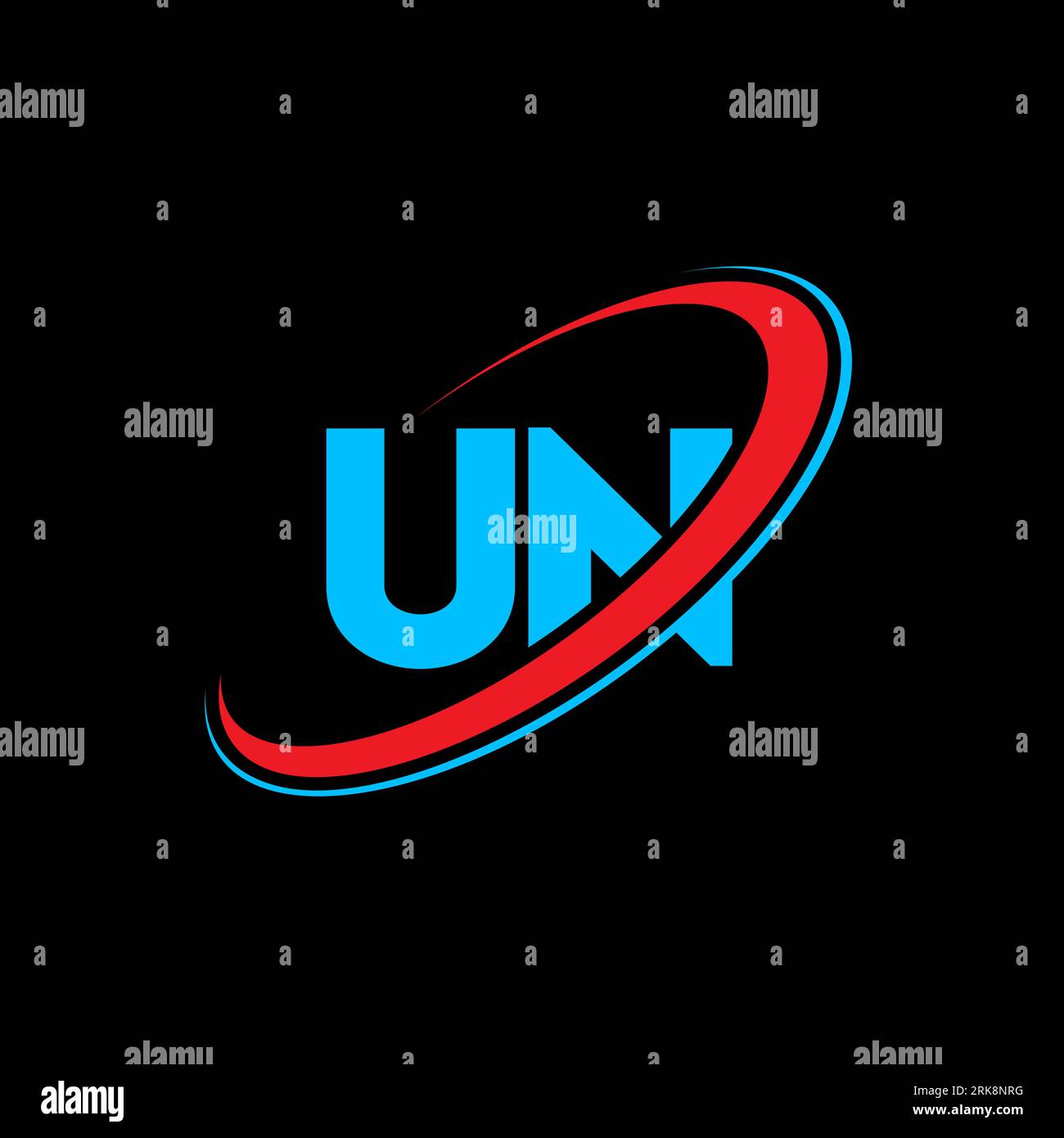 UN U N letter logo design. Initial letter UN linked circle uppercase ...