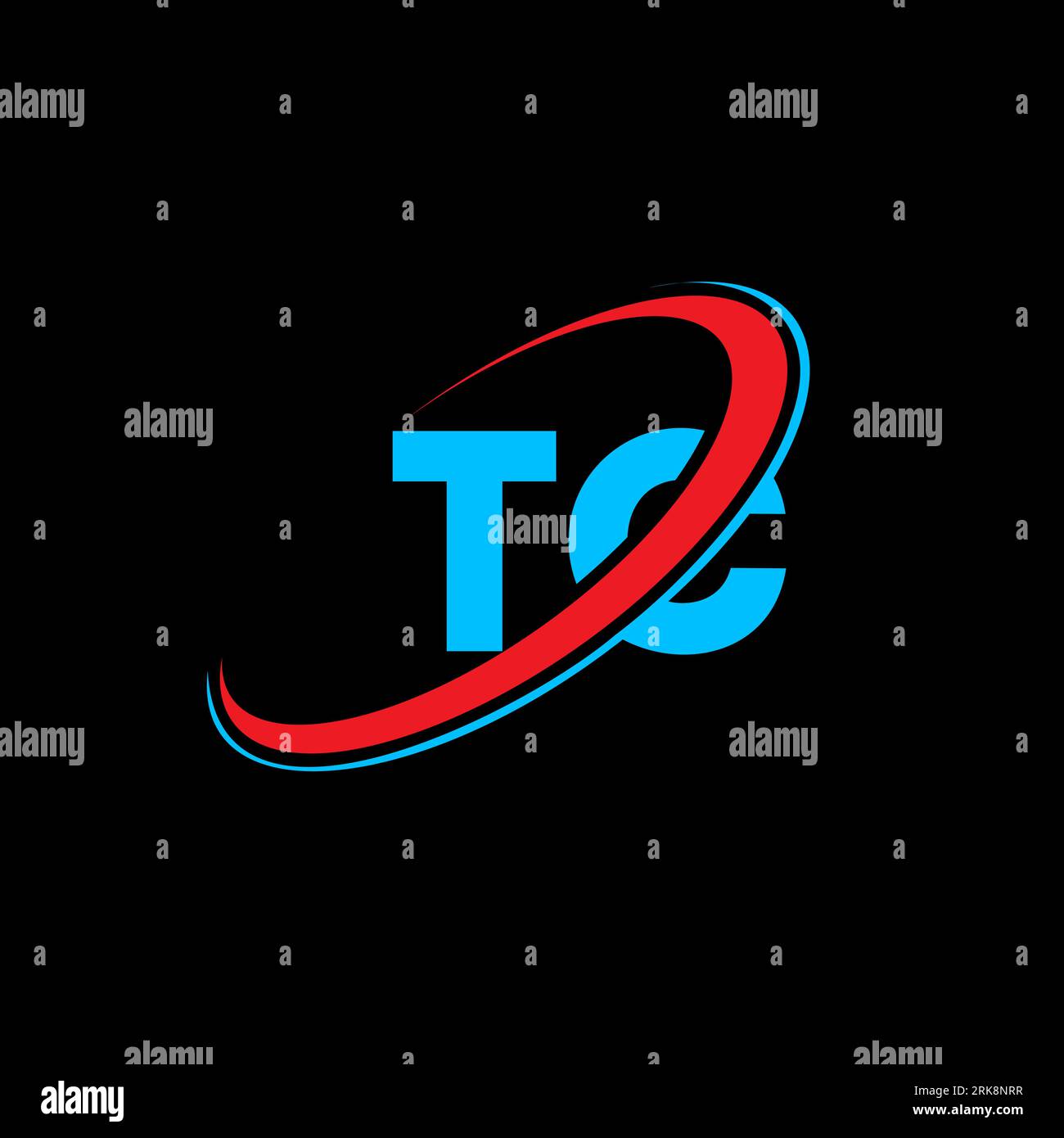 TC T C letter logo design. Initial letter TC linked circle uppercase monogram logo red and blue ...