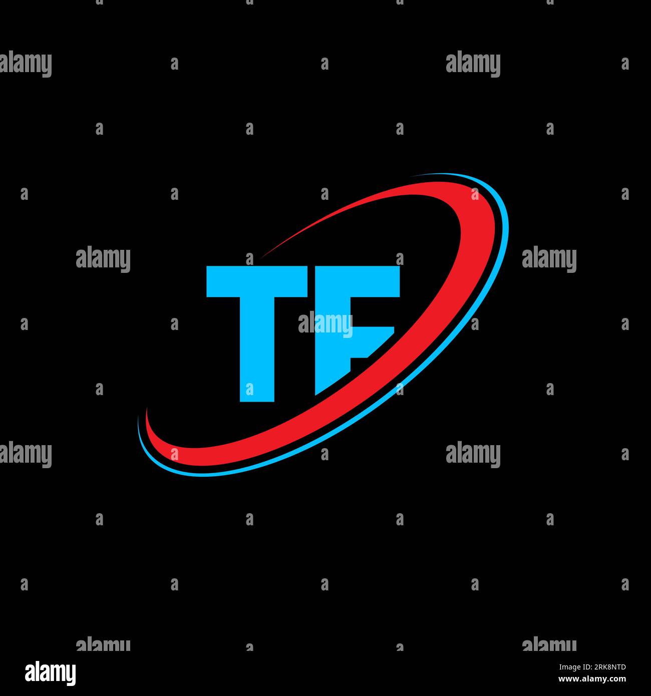 TF T F letter logo design. Initial letter TF linked circle uppercase ...