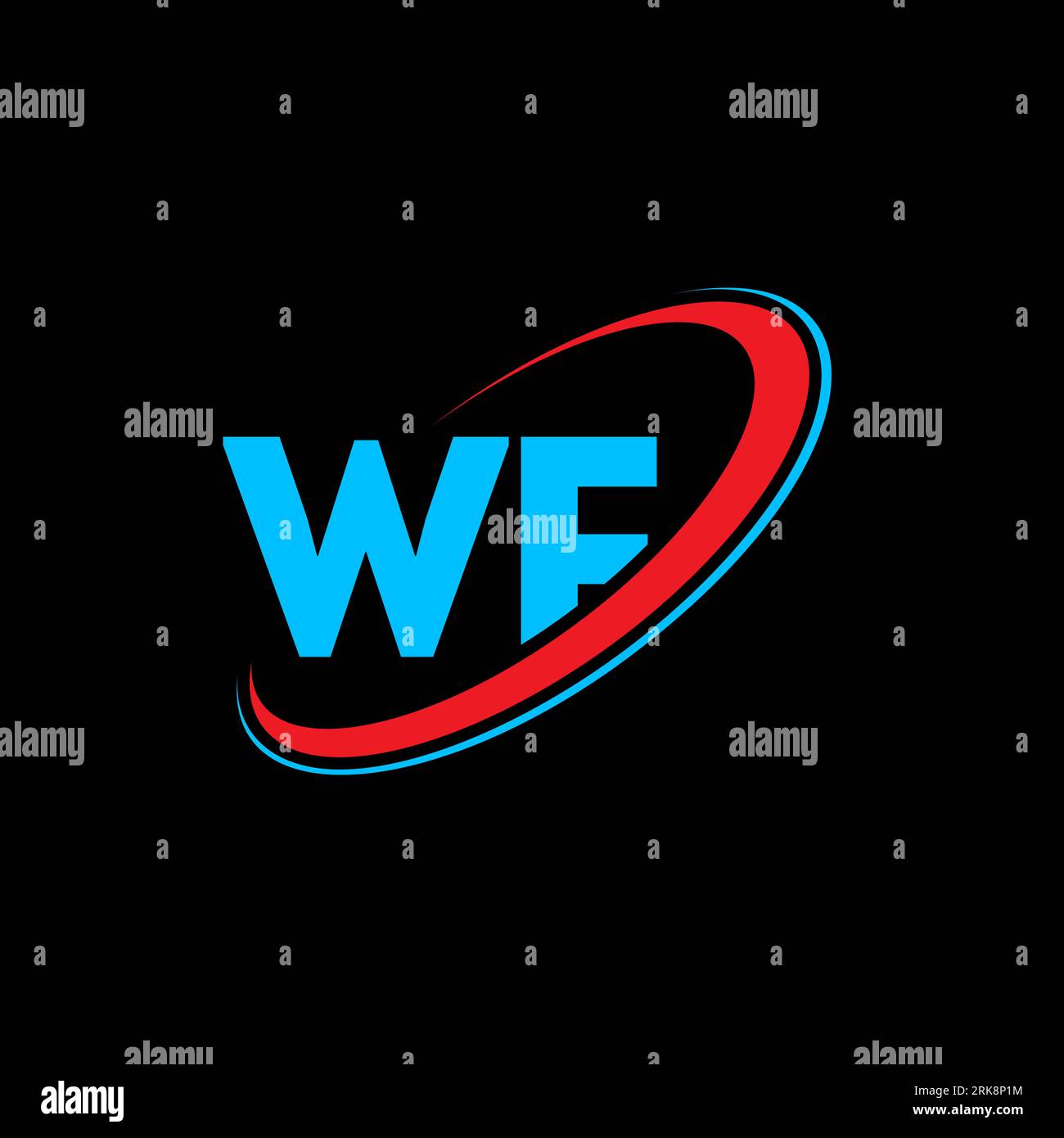WF W F letter logo design. Initial letter WF linked circle uppercase ...