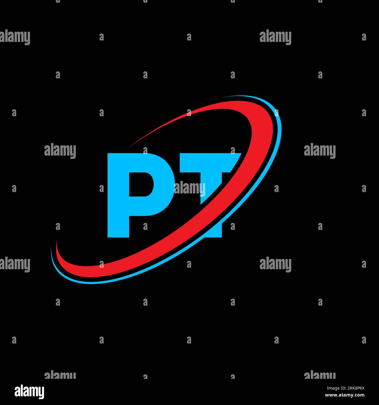 PT P T letter logo design. Initial letter PT linked circle uppercase ...