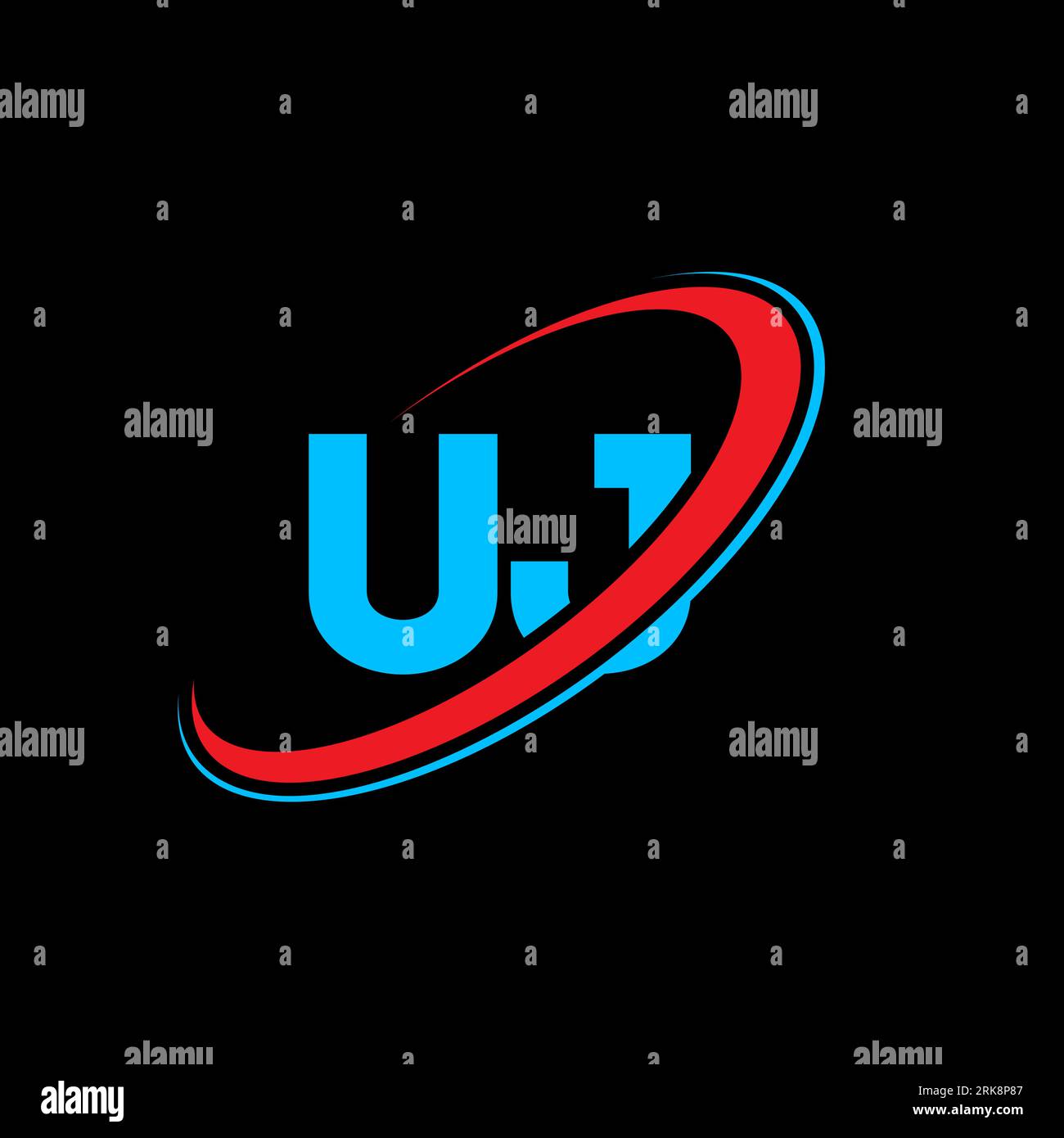 UJ U J letter logo design. Initial letter UJ linked circle uppercase ...