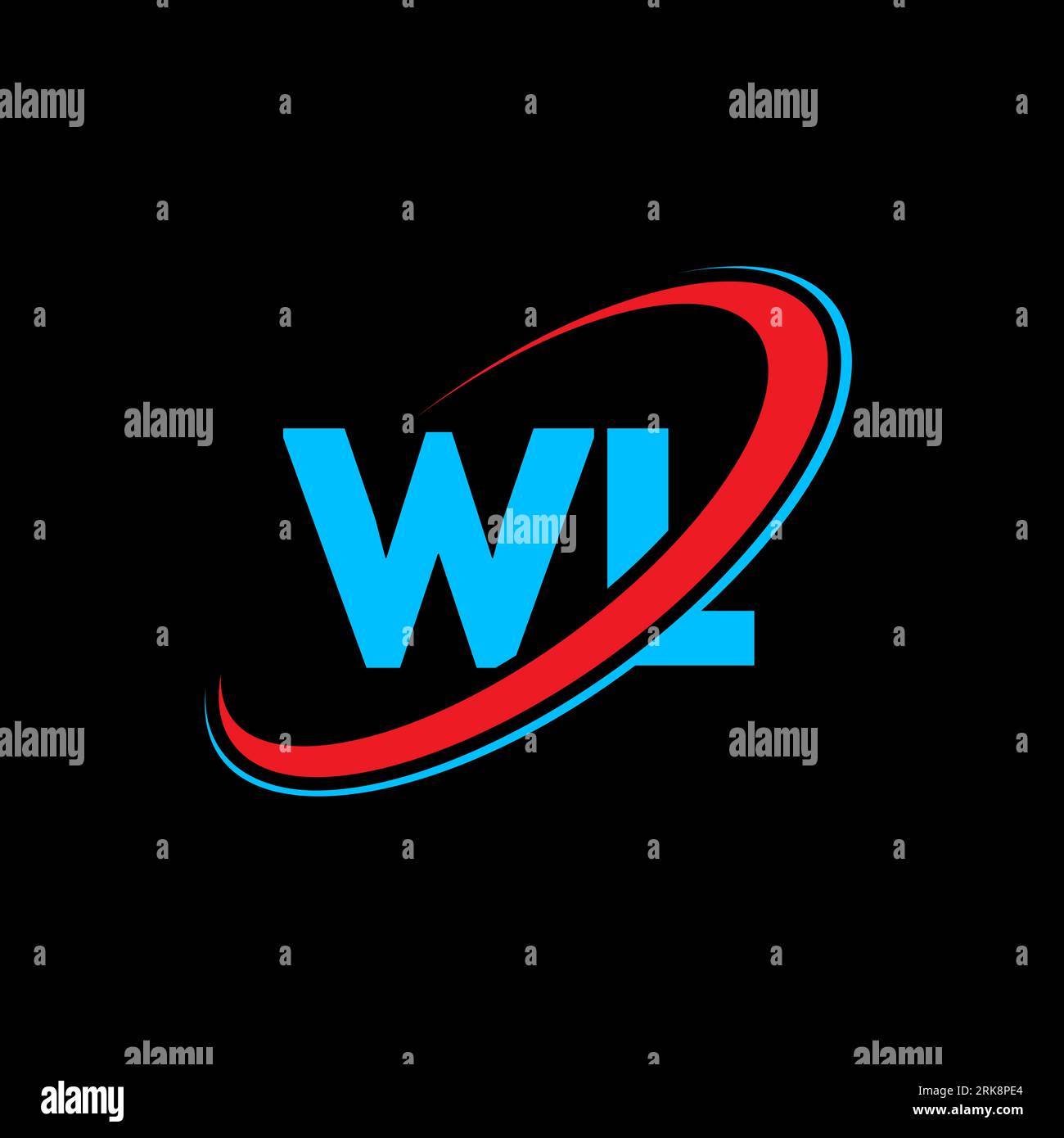 WL W L letter logo design. Initial letter WL linked circle uppercase ...