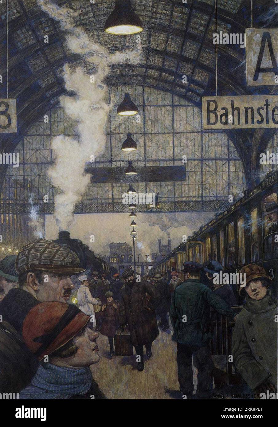 Train Station (Lehrter Bahnhof) 1929 by Hans Baluschek Stock Photo - Alamy