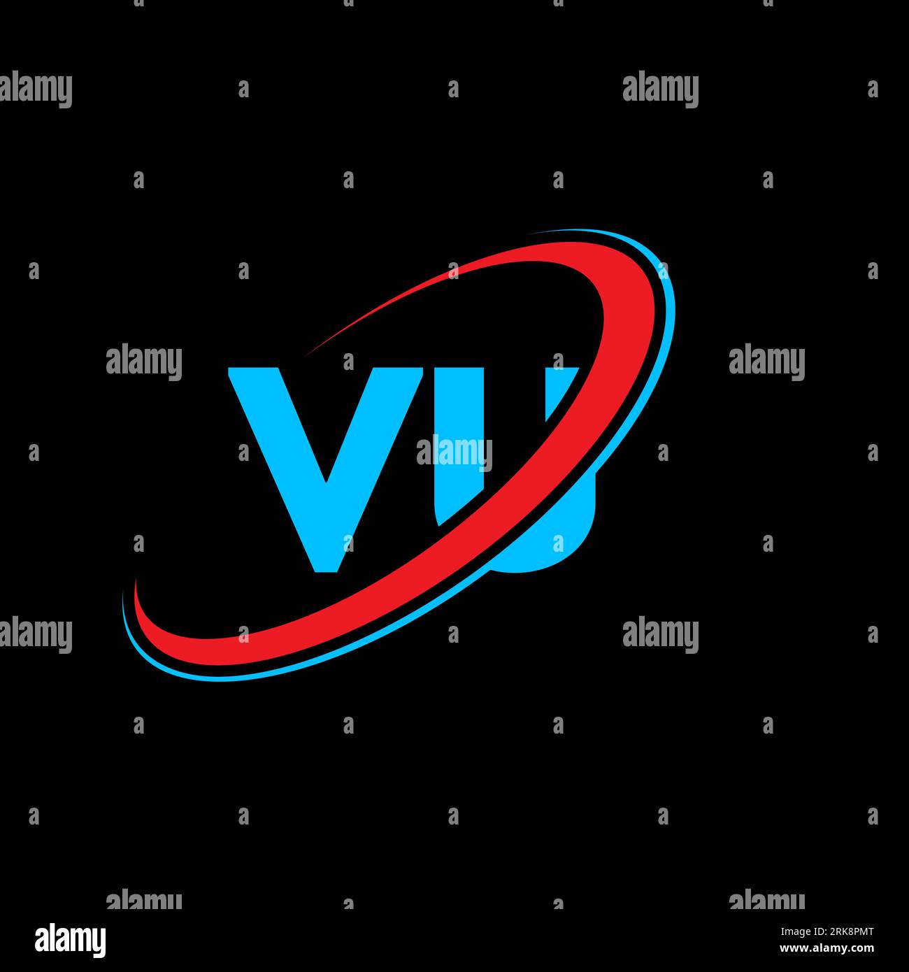 VU V U letter logo design. Initial letter VU linked circle uppercase ...