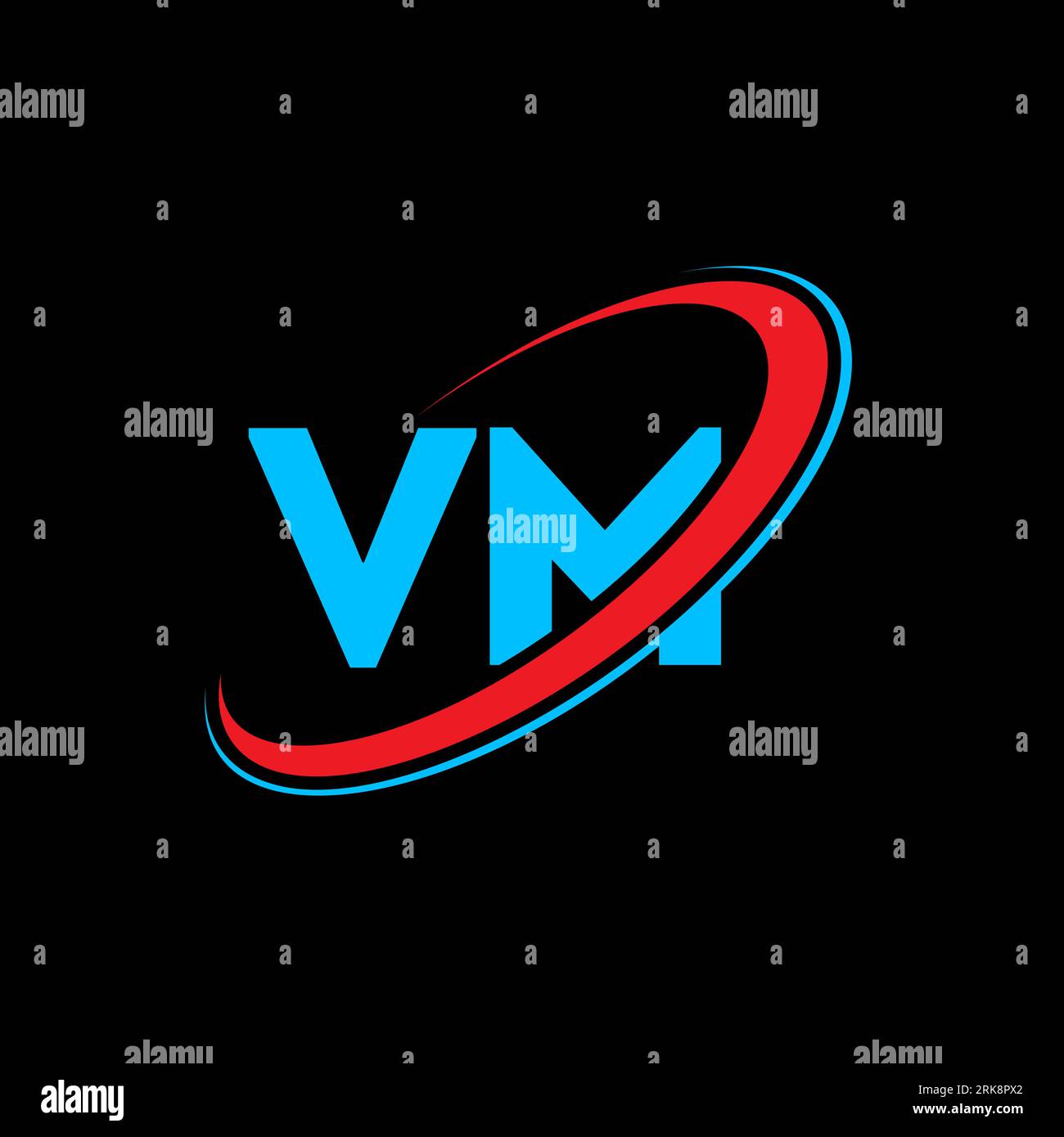 VM V M letter logo design. Initial letter VM linked circle uppercase ...