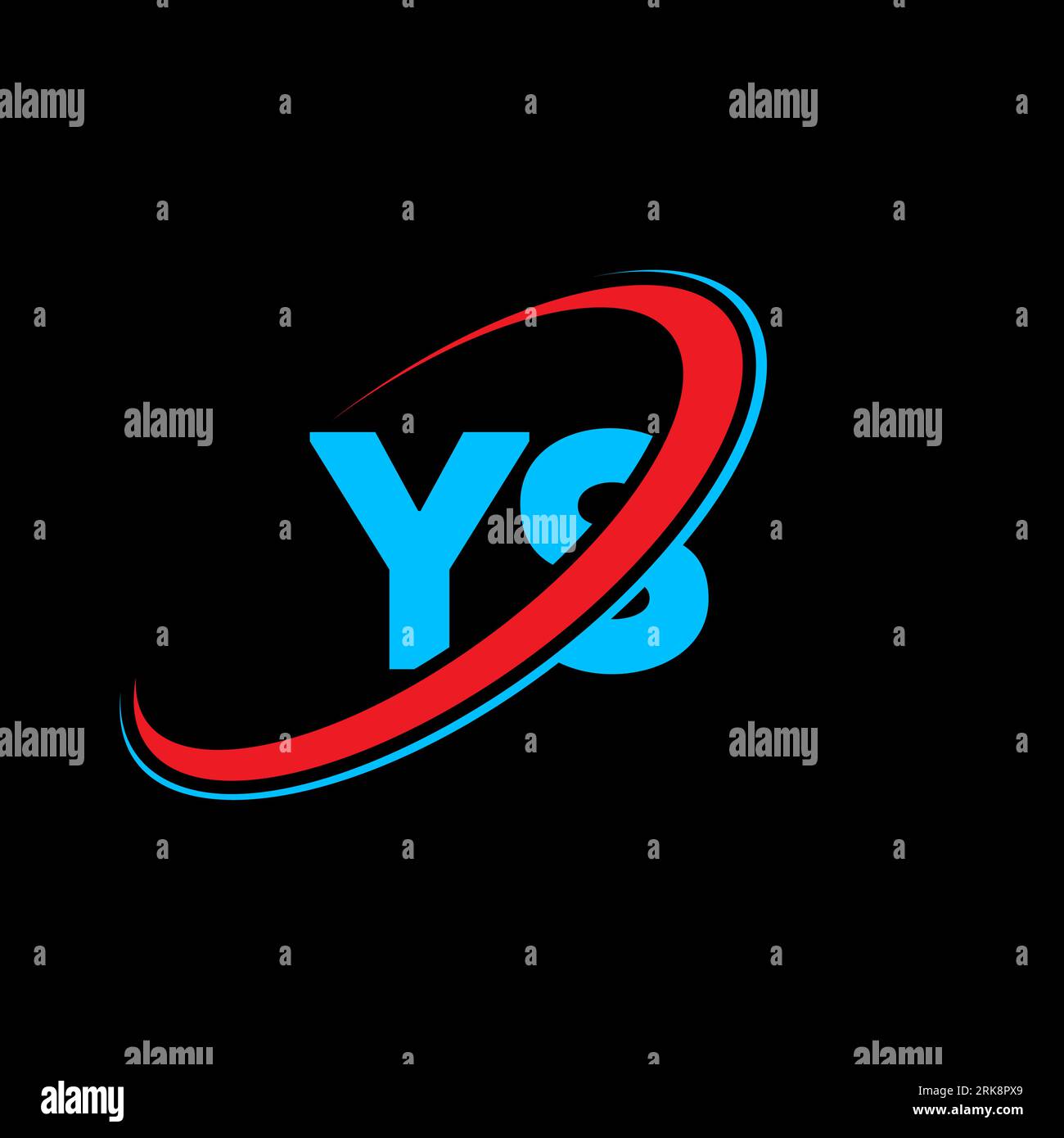 YS Y S letter logo design. Initial letter YS linked circle uppercase monogram logo red and blue ...