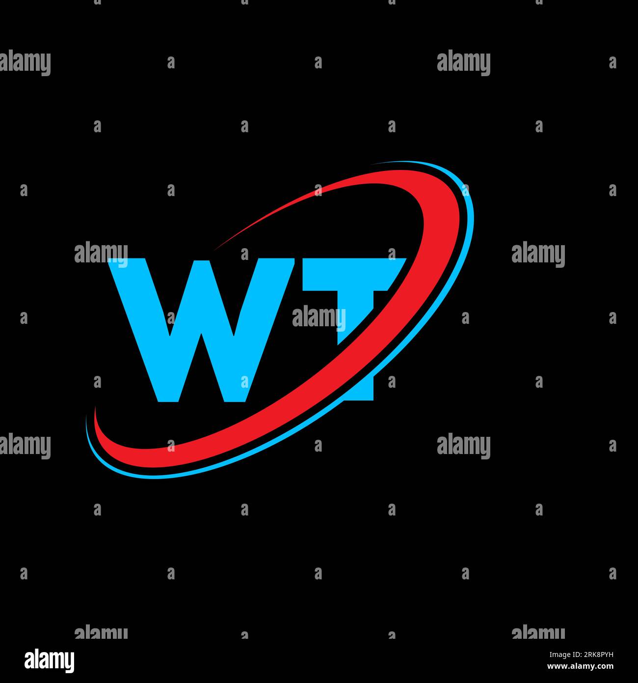 WT W T letter logo design. Initial letter WT linked circle uppercase ...