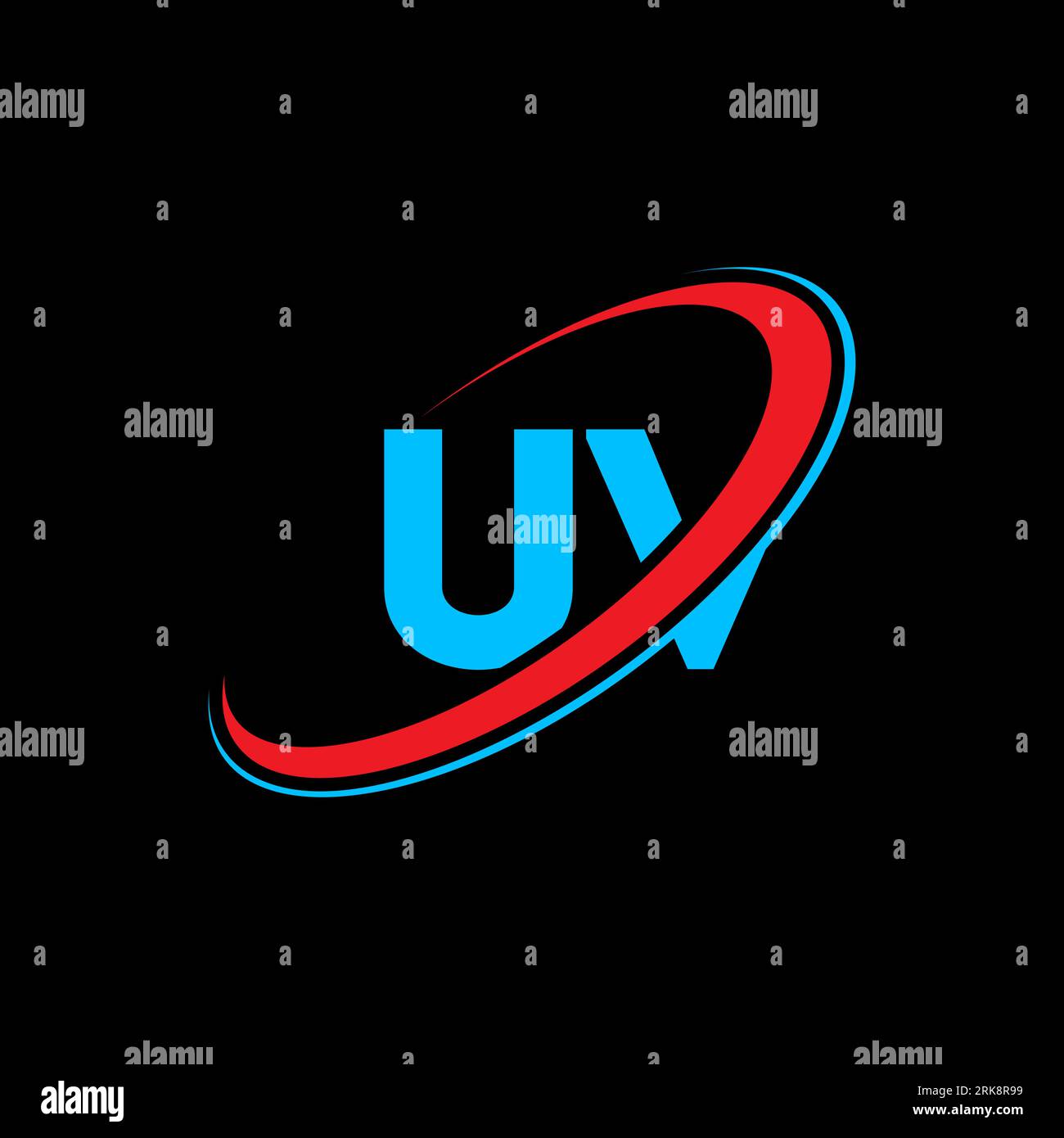 UV U V letter logo design. Initial letter UV linked circle uppercase ...