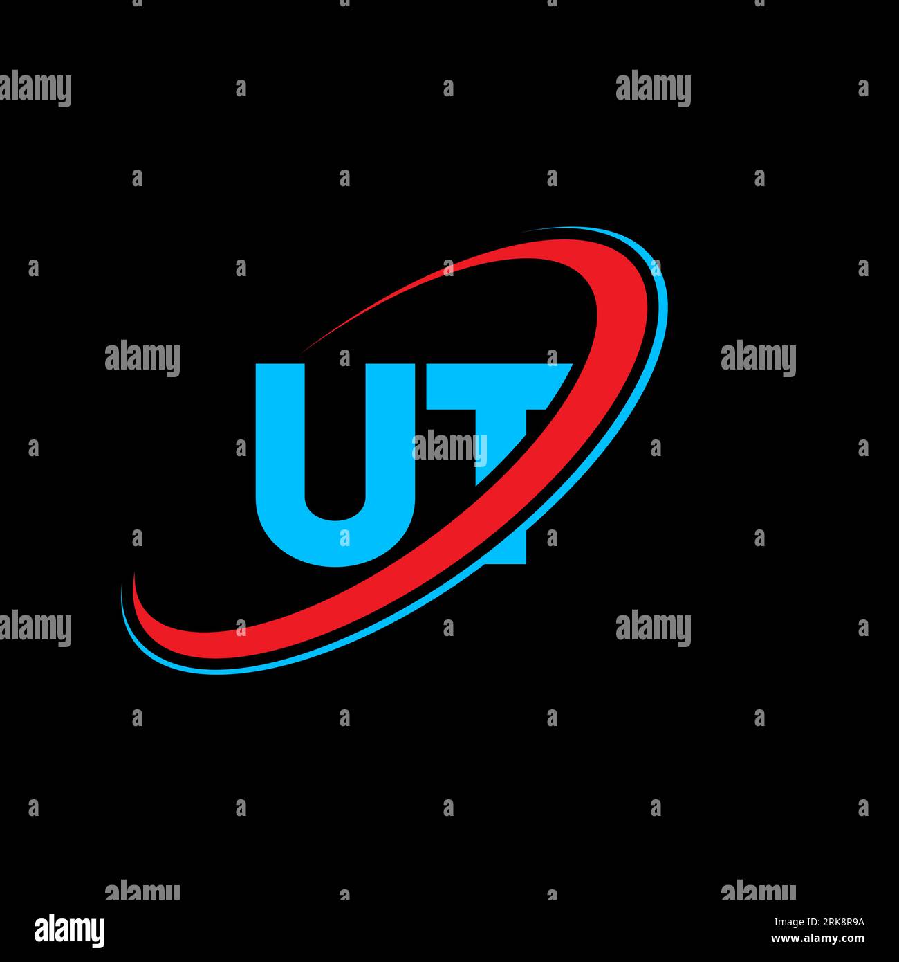 UT U T letter logo design. Initial letter UT linked circle uppercase ...