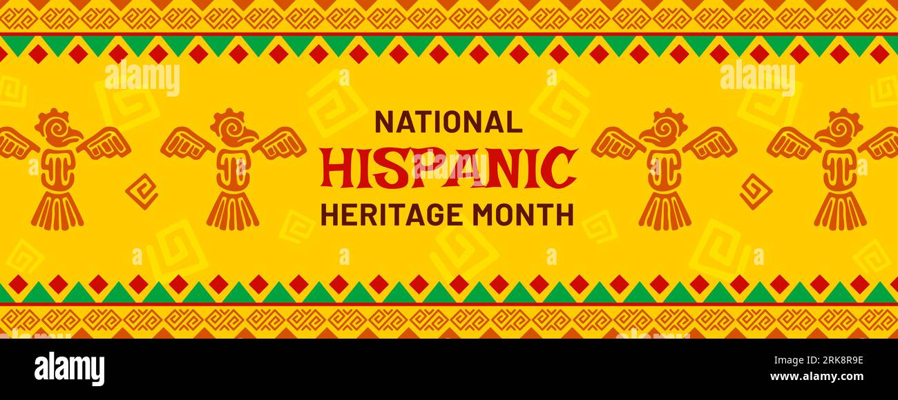 Mayan Aztec totems on national Hispanic heritage month banner, vector ...
