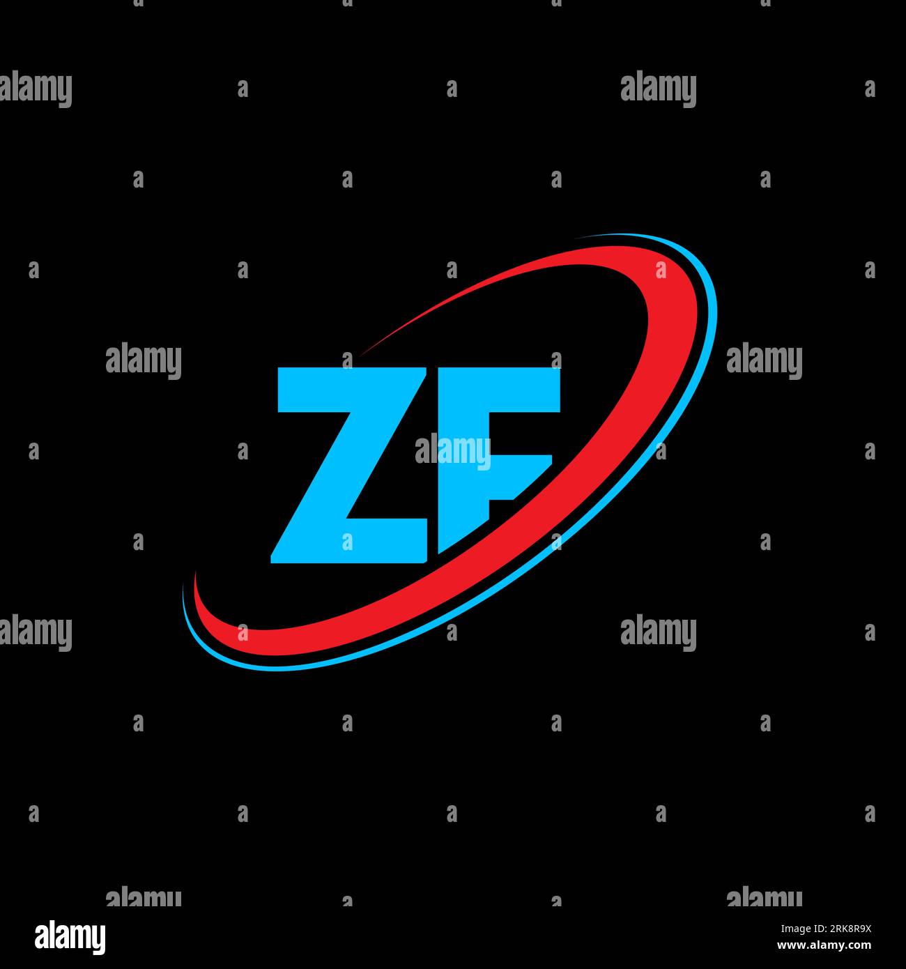 ZF Z F letter logo design. Initial letter ZF linked circle uppercase ...