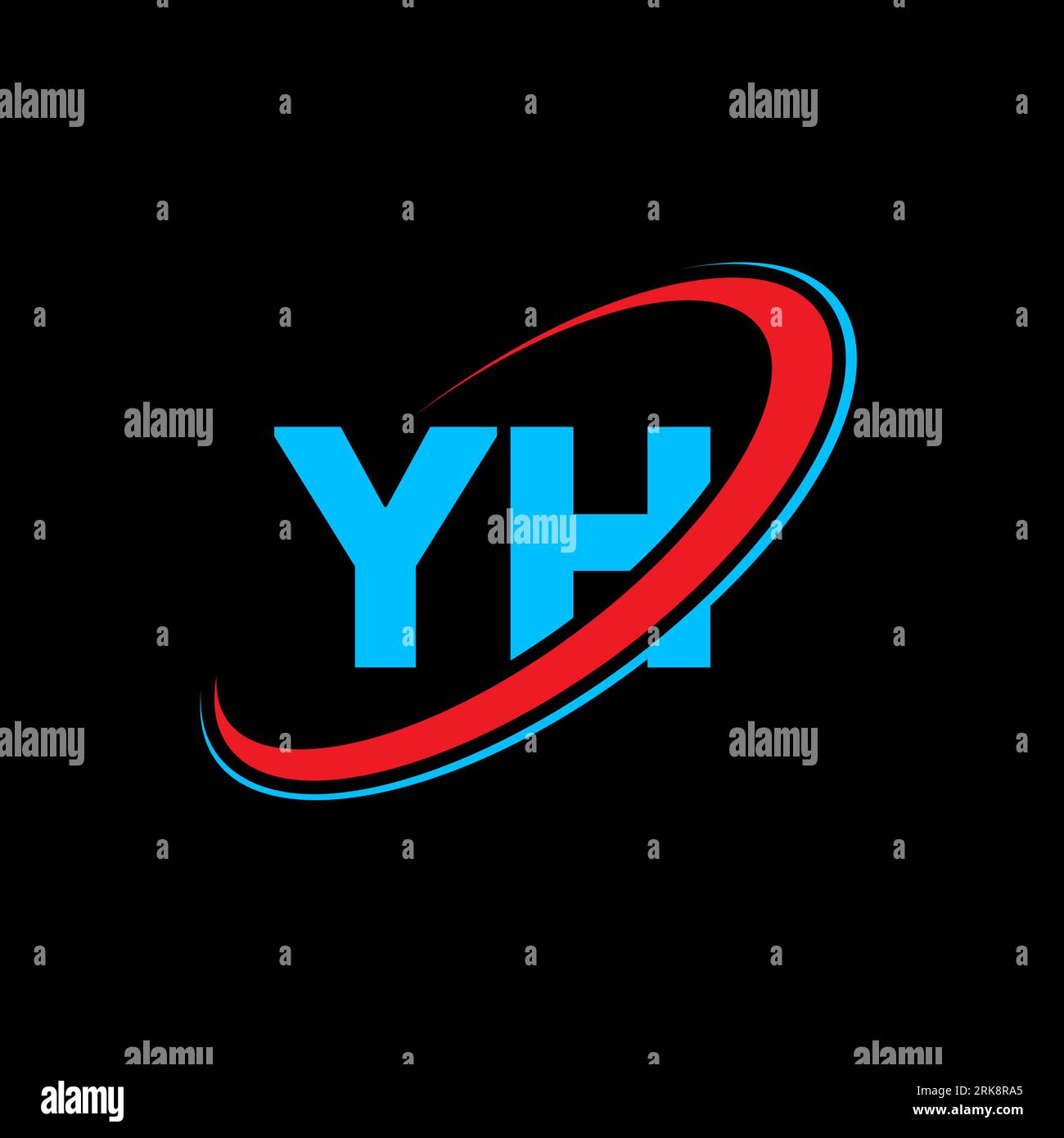 Yh Y H Letter Logo Design Initial Letter Yh Linked Circle Uppercase Monogram Logo Red And Blue