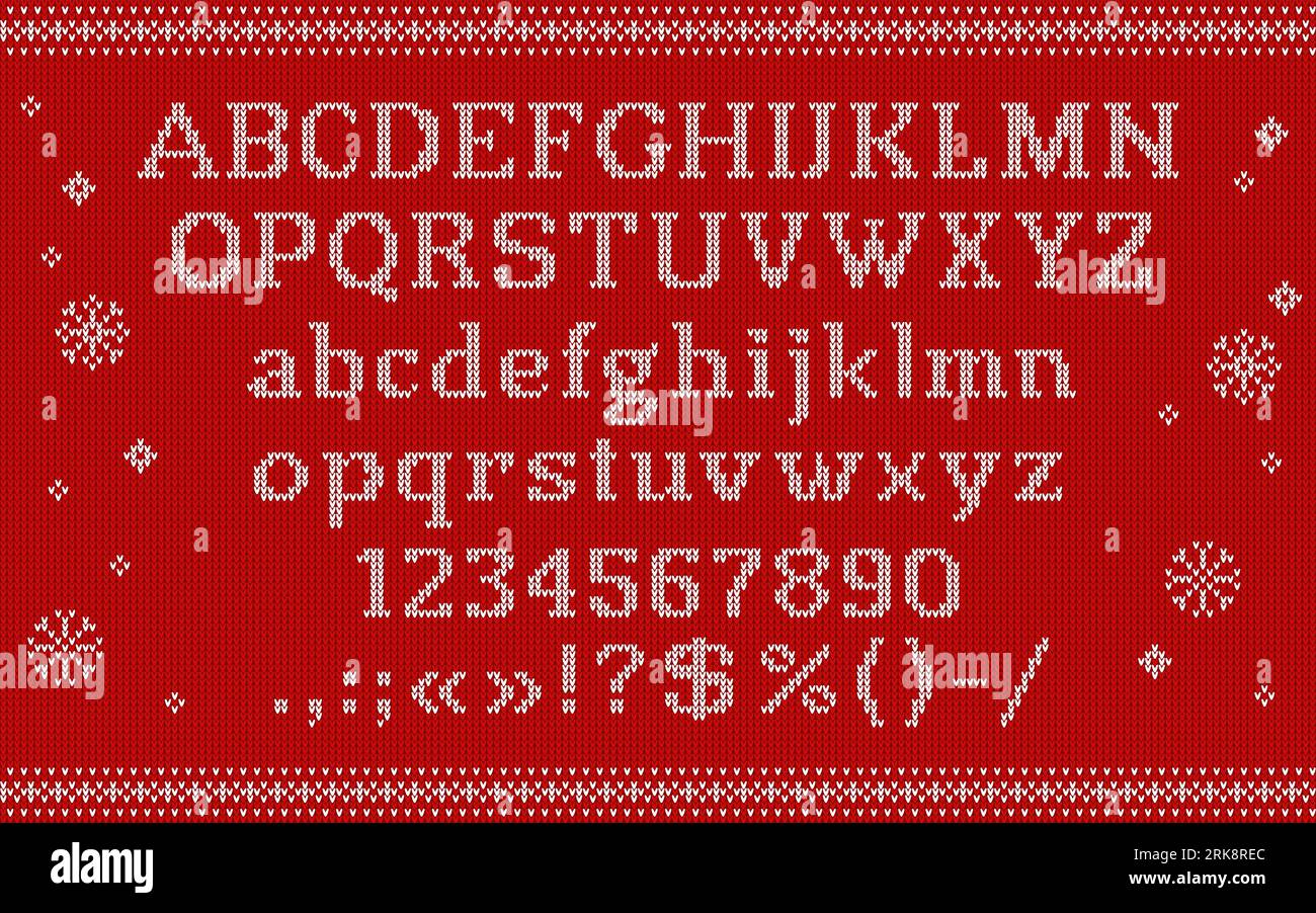 Sweater Christmas font or type. Holiday knit typeface. English alphabet ...